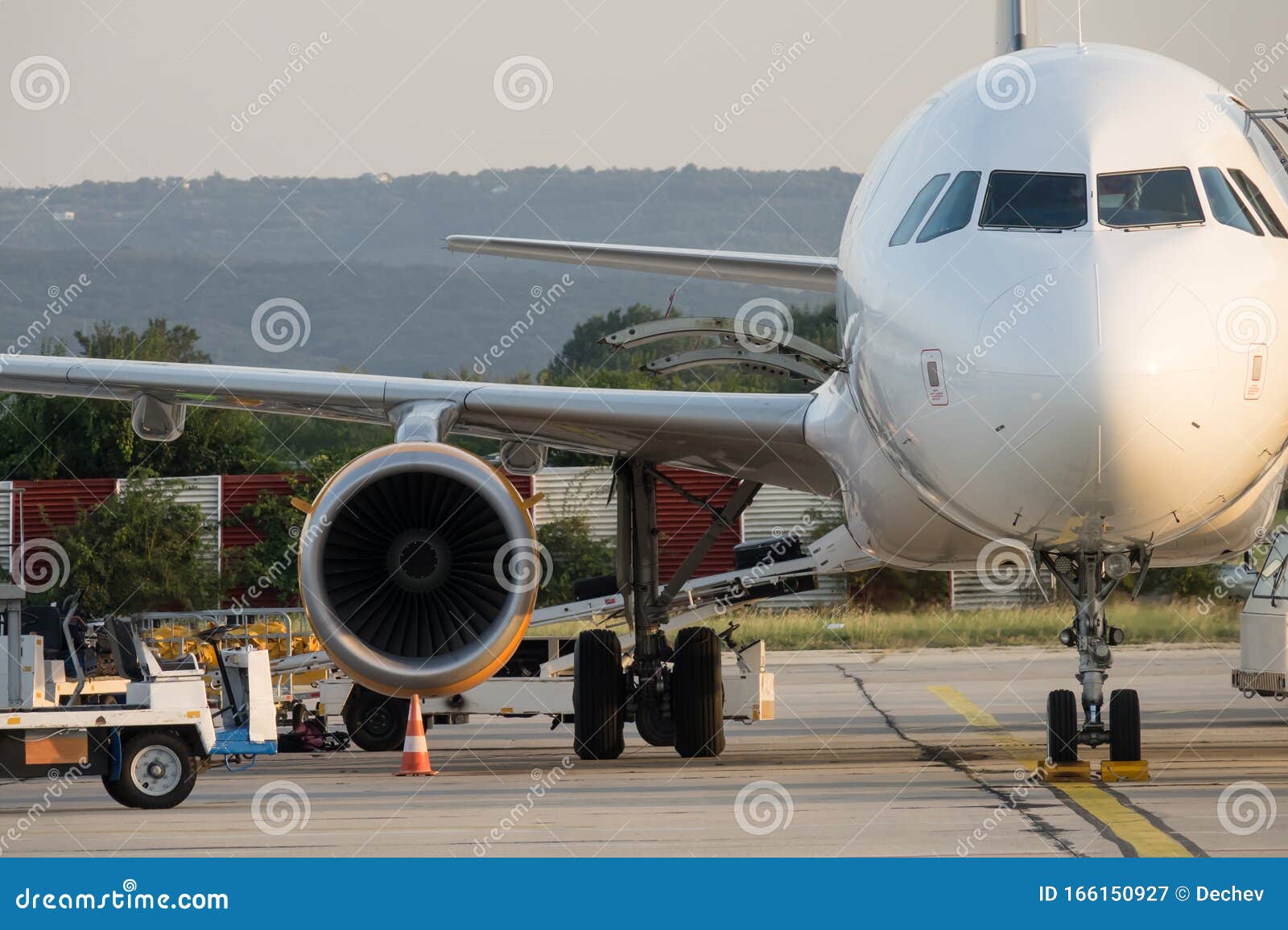 Airplane is Serviced by the Ground Crew. Airplane Getting Prepared for ...