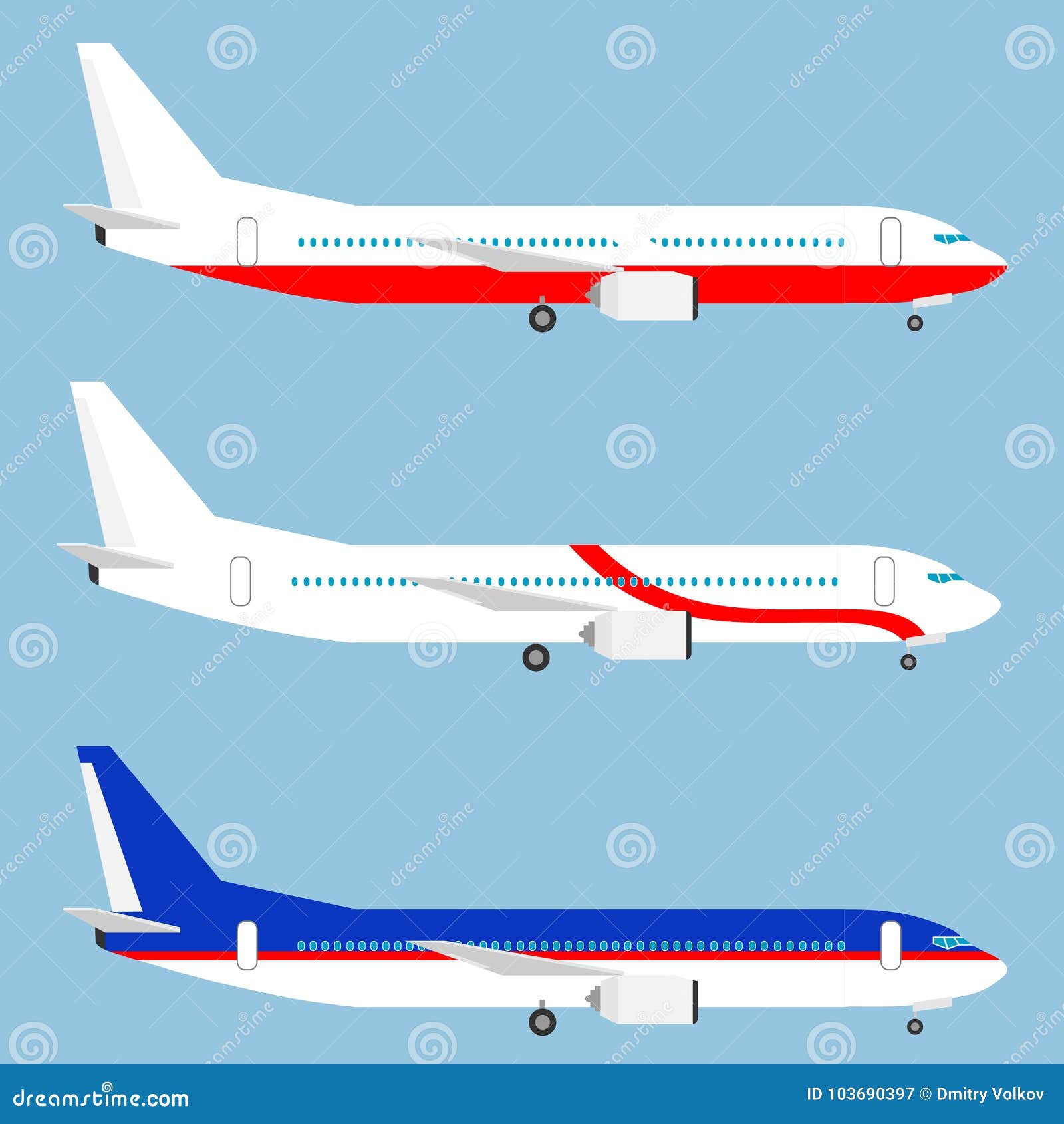 Airplane, a Set of Aircraft, Air Transport. Stock Vector - Illustration ...