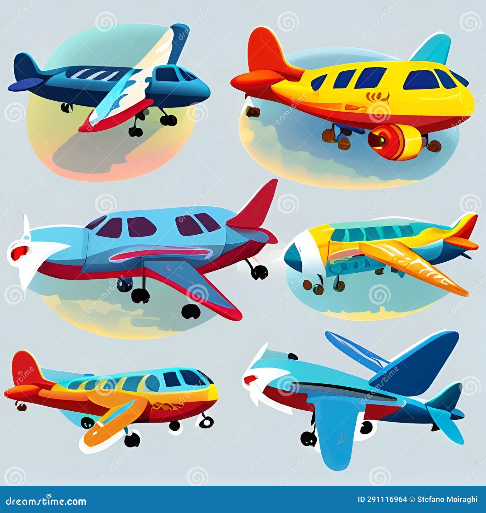 Airplane Set Illustration Cartoon Style Stock Illustration ...