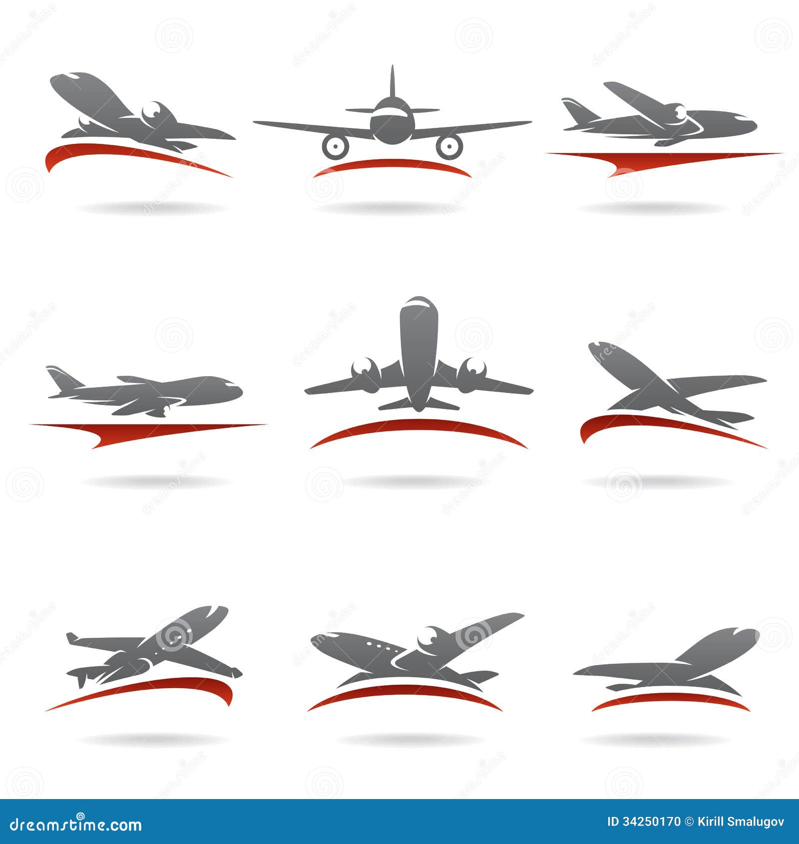 Airplane set. Vector stock vector. Illustration of flight - 34250170