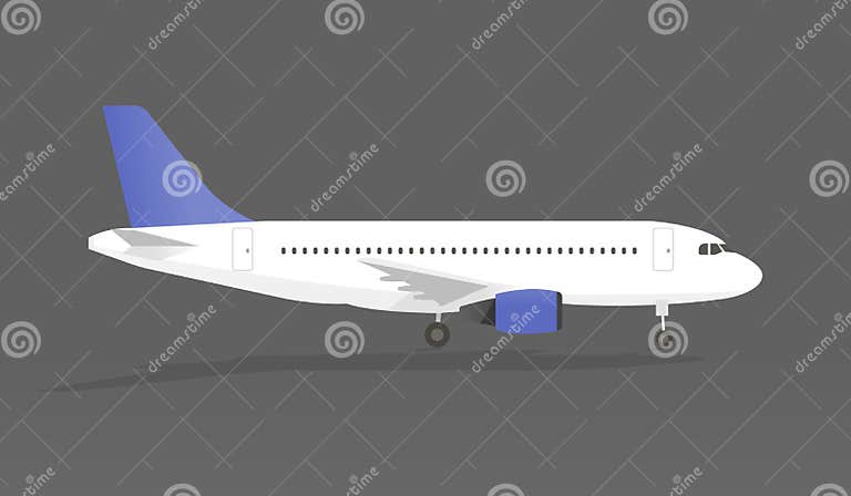 Airplane with Shadow in Gray Background Vector Illustration Stock ...