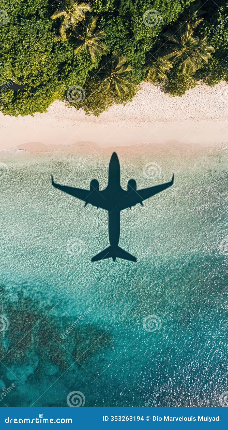 Airplane Shadow Over Tropical Beach Stock Photo - Image of silhouette ...