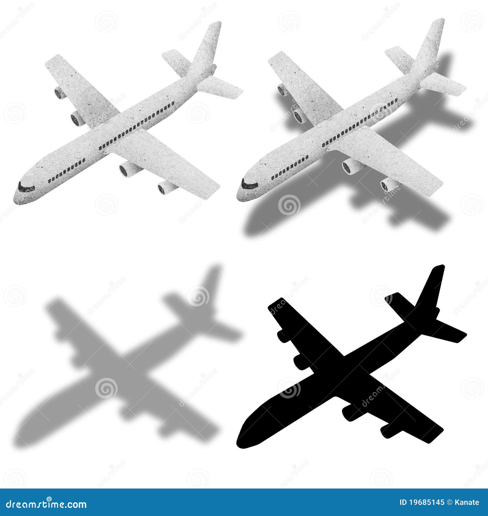 Airplane and Shadow Recycled Paper Craft Stock Illustration ...