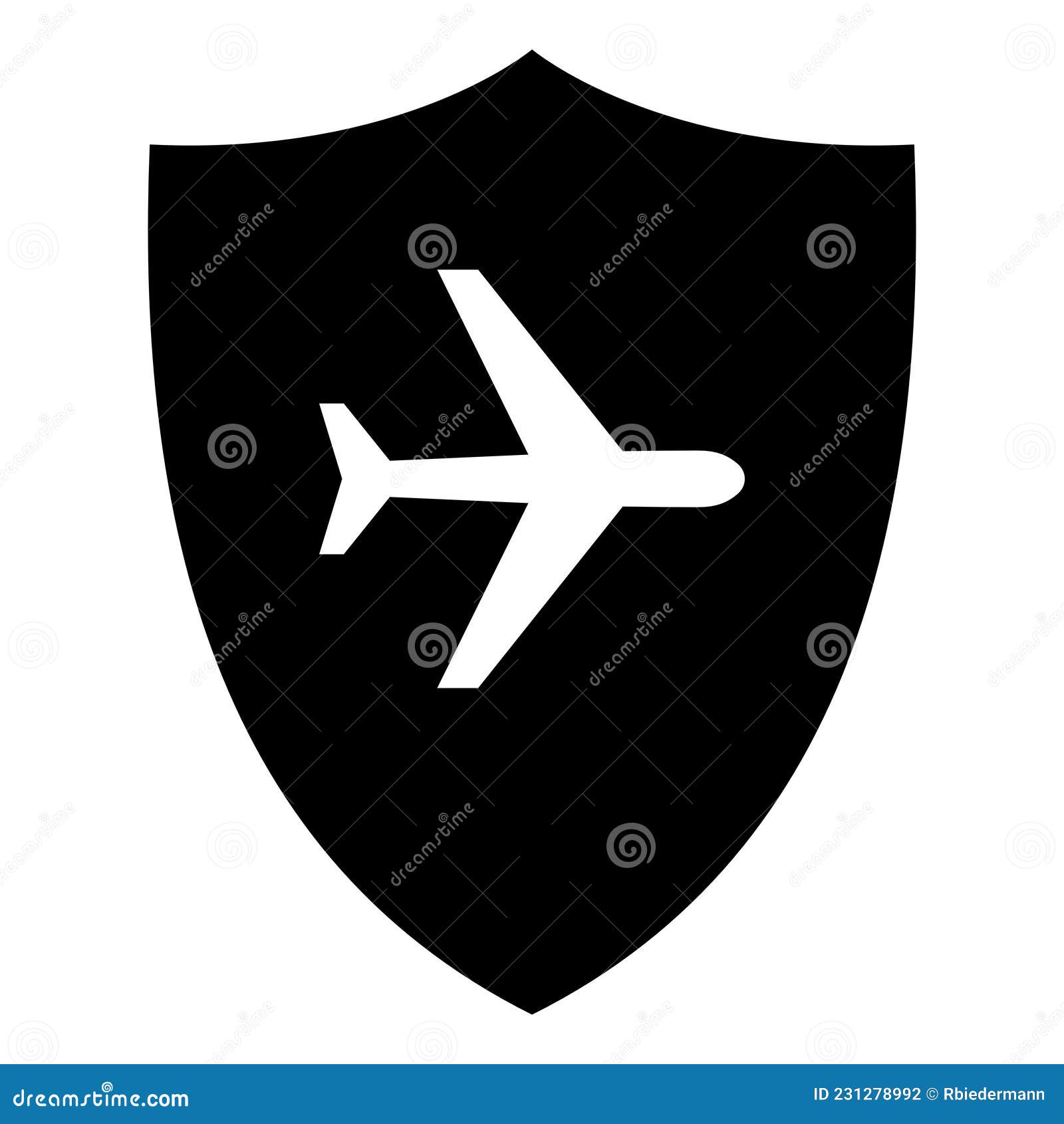 Airplane and shield stock vector. Illustration of guard - 231278992