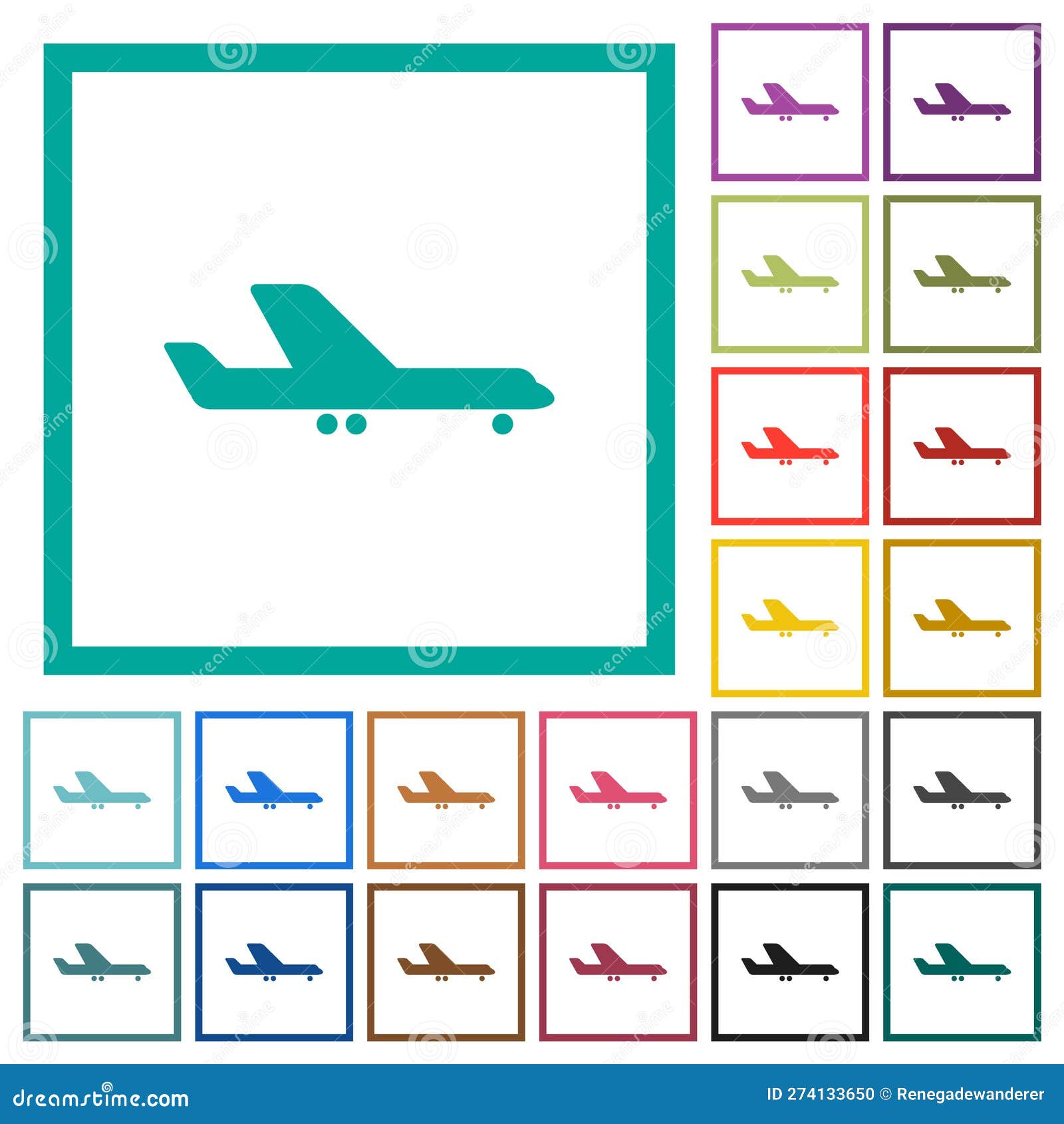 Airplane Side View. Cartoon Passenger Jet Icon Vector Illustration ...