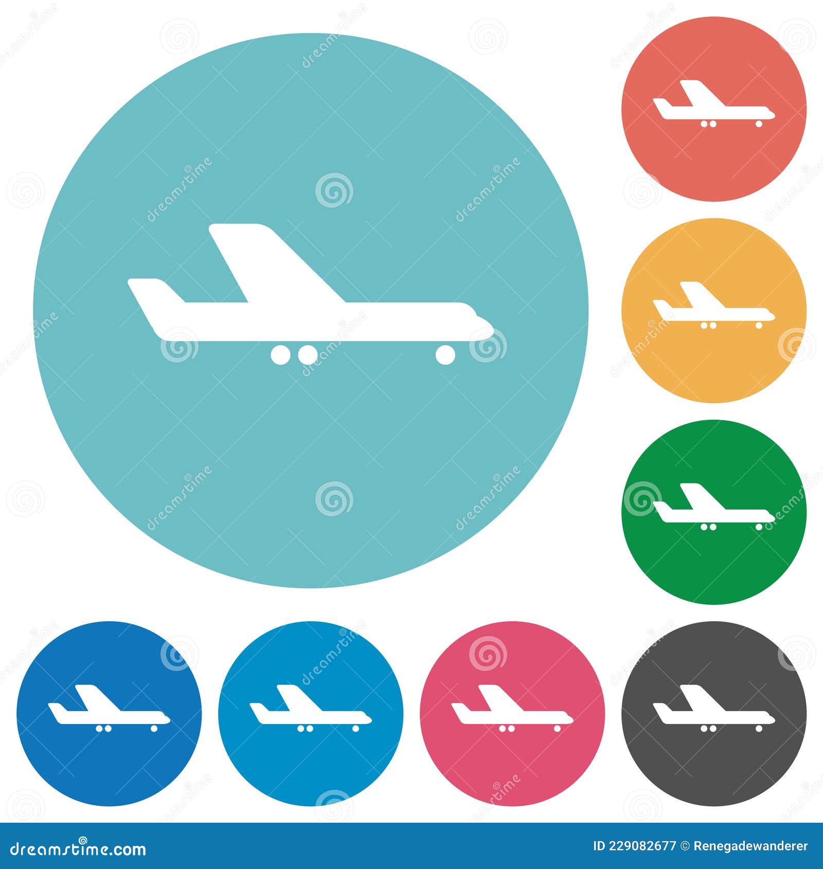 Airplane Side View Flat Round Icons Stock Vector - Illustration of ...