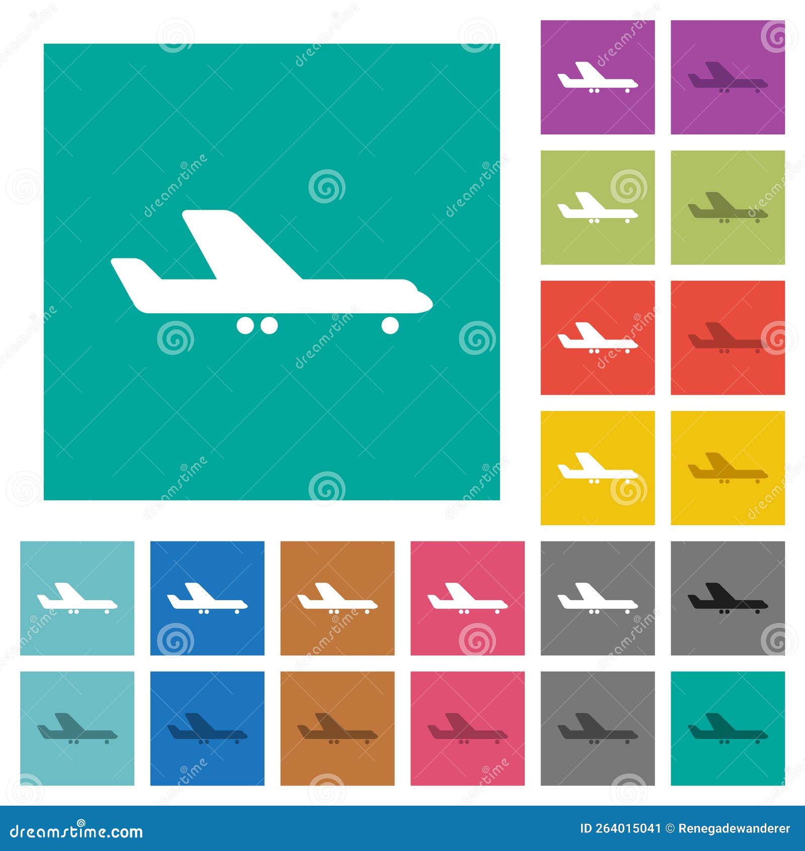 Airplane Side View Square Flat Multi Colored Icons Stock Vector ...
