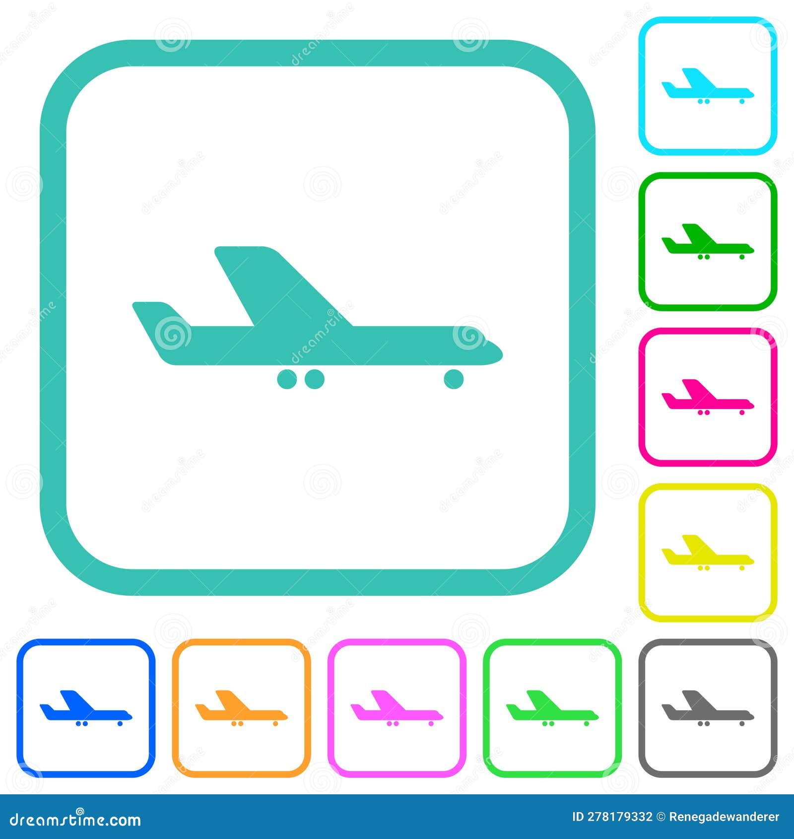 Airplane Side View Vivid Colored Flat Icons Stock Vector - Illustration ...