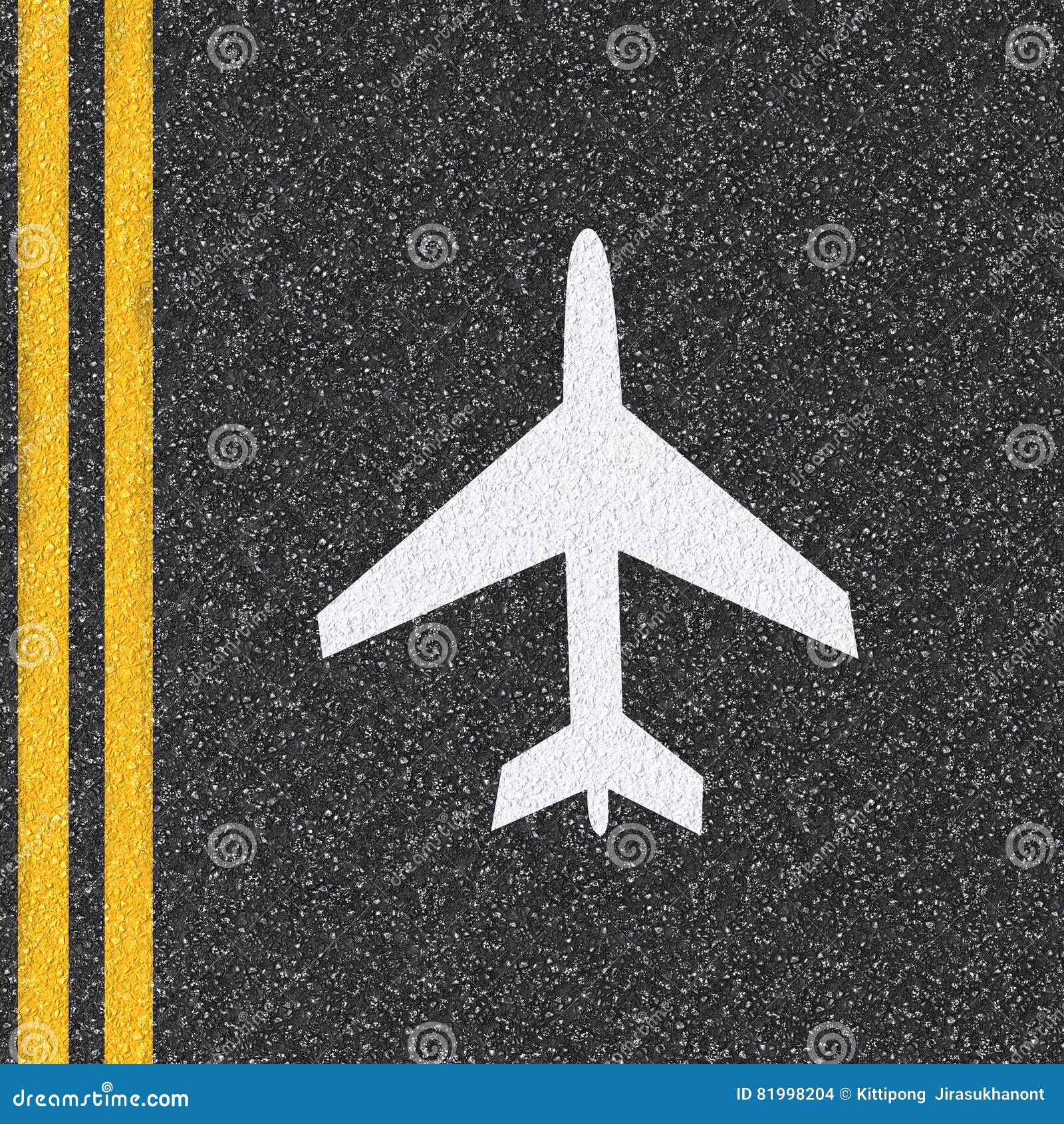 Airplane Sign on Asphalt Road Stock Photo - Image of passenger ...