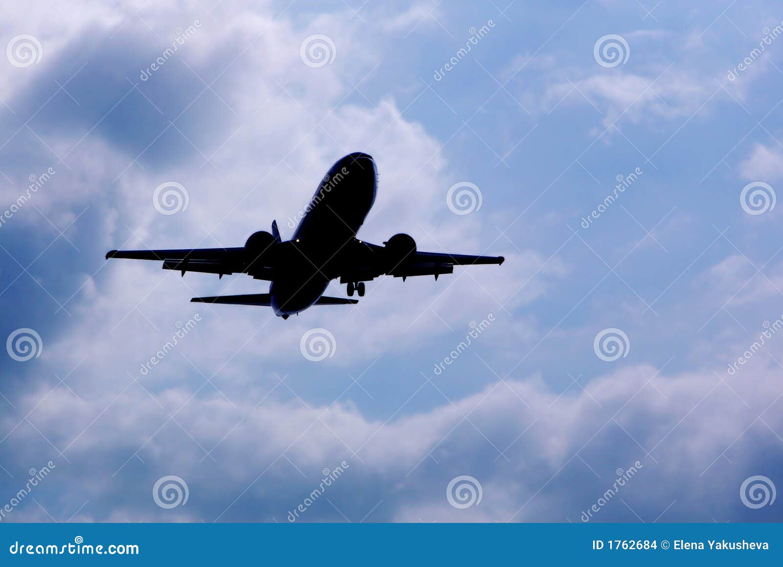 Airplane Silhouette In The Sky At Sunset Stock Photography ...