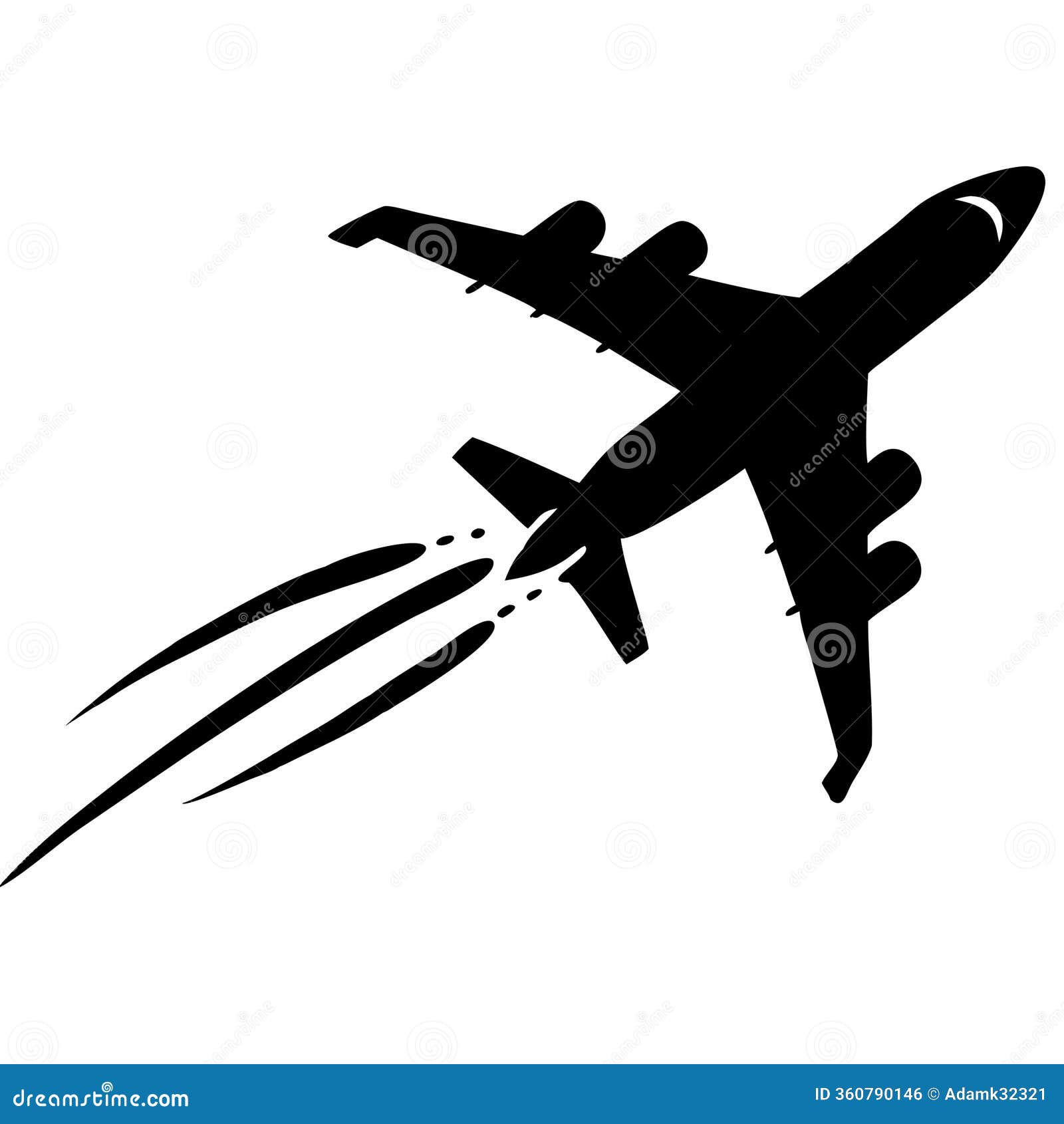 Airplane Silhouette with Contrail Vector for Aeronautics Graphics and ...