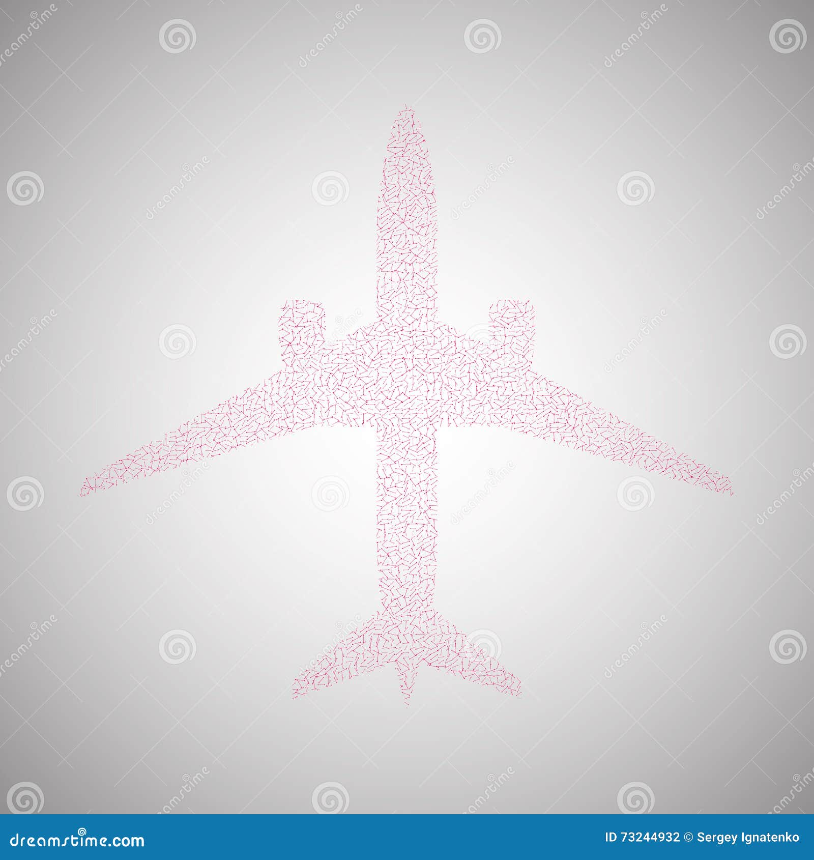 Airplane Silhouette from Violet Dots and Lines Stock Vector ...