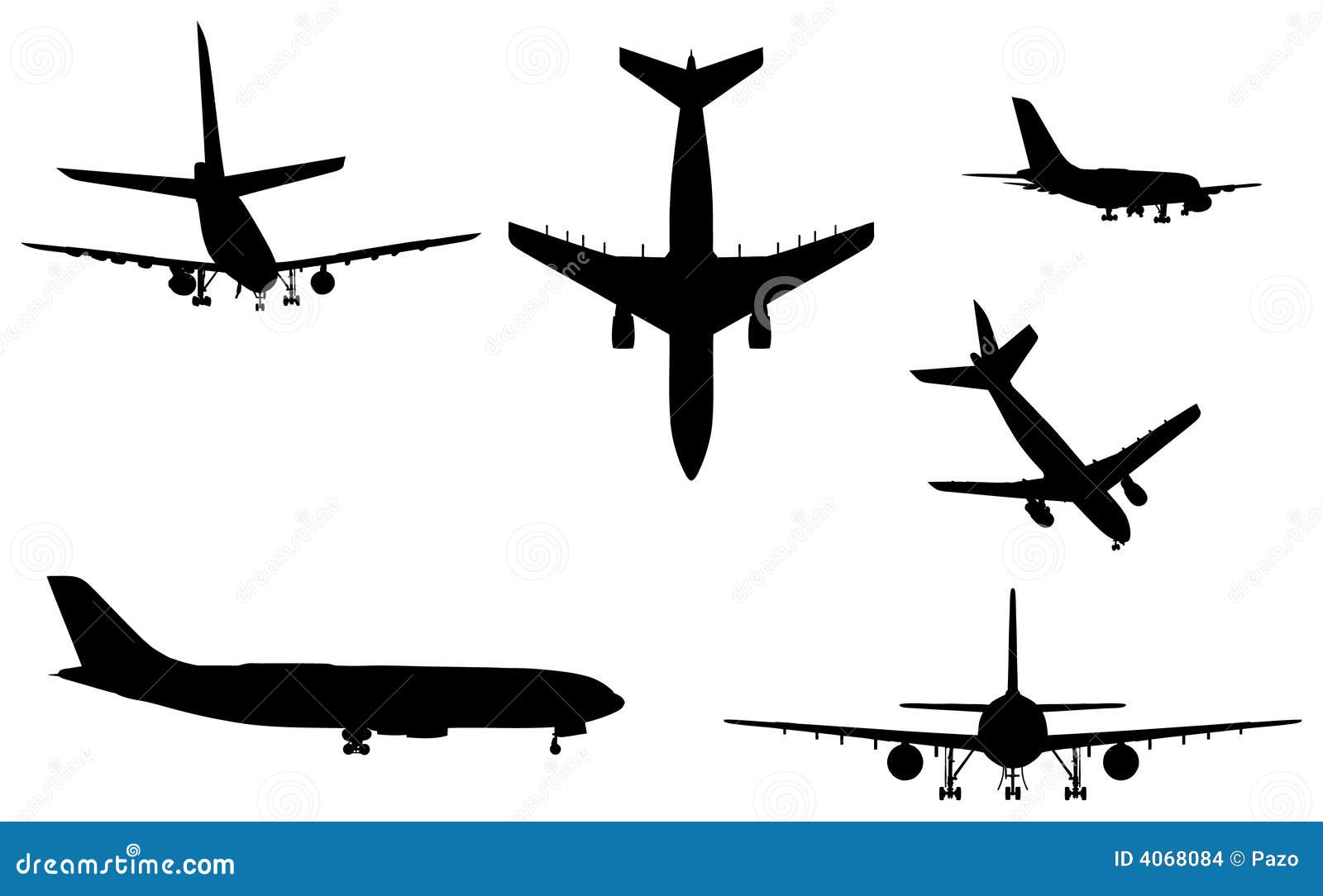 Airplane Silhouettes Aviation Themed Seamless Repeating Pattern Vector ...