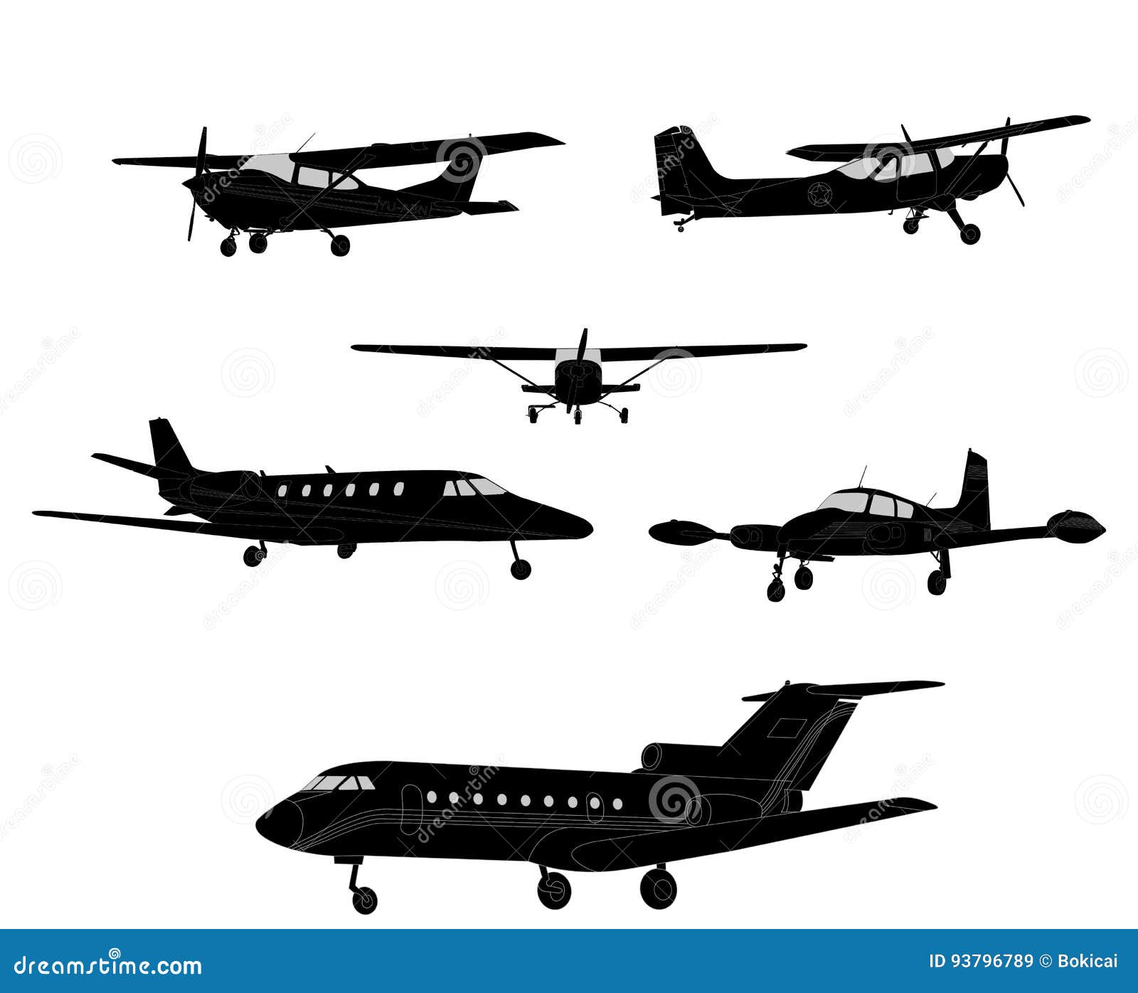 Airplane Silhouettes Collection Stock Vector Illustration Of Aero