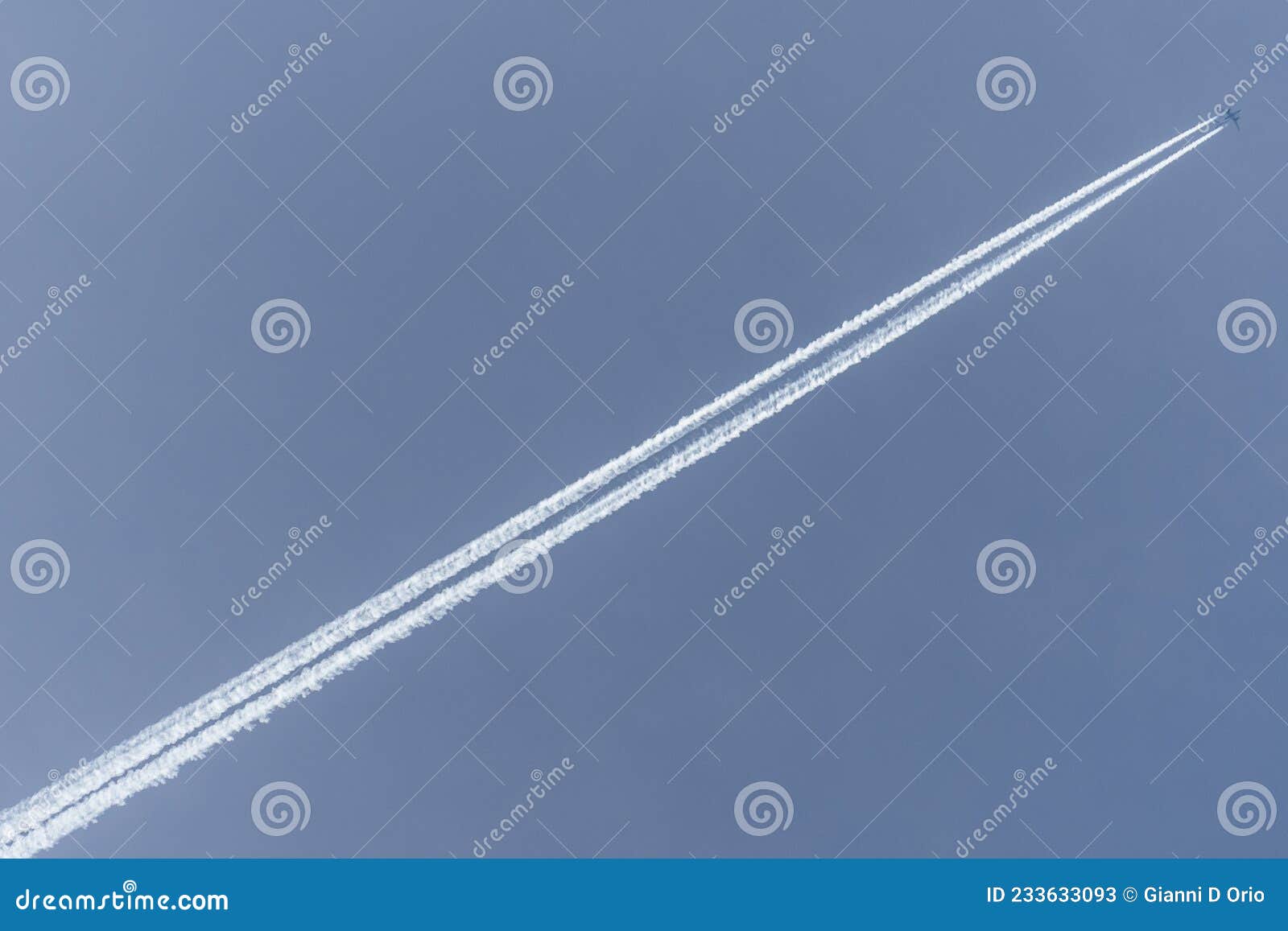 Airplane in the Sky with Contrails Stock Image - Image of wake ...
