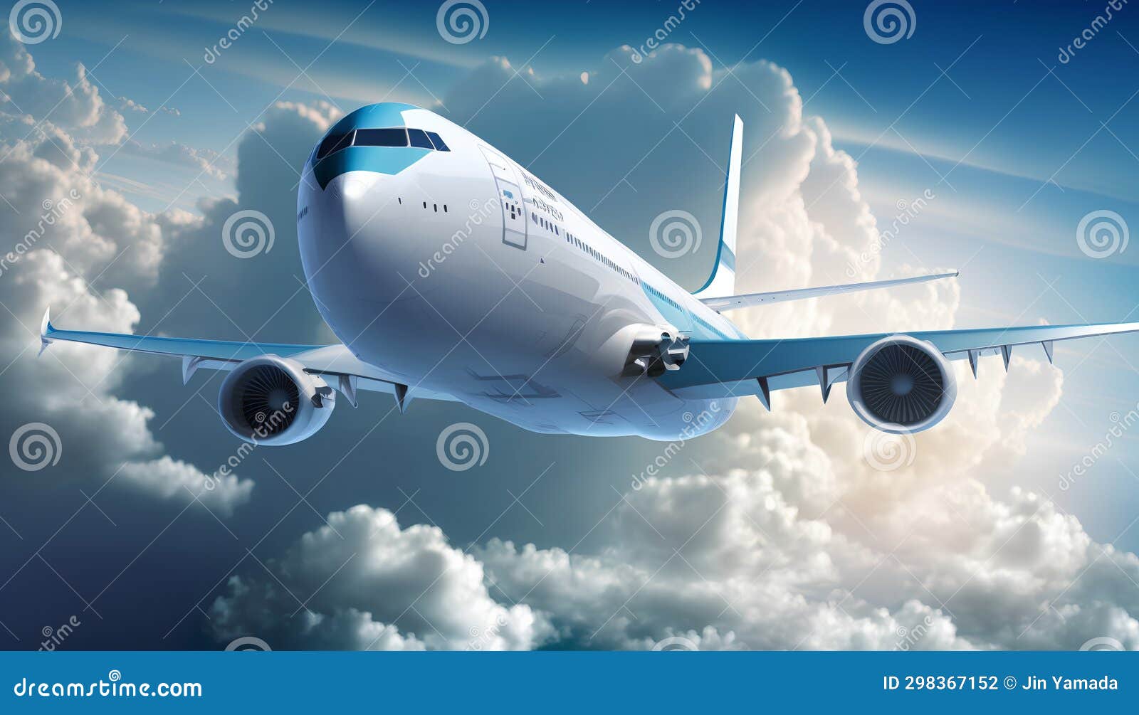 Airplane in the Sky. 3d Render Stock Illustration - Illustration of ...