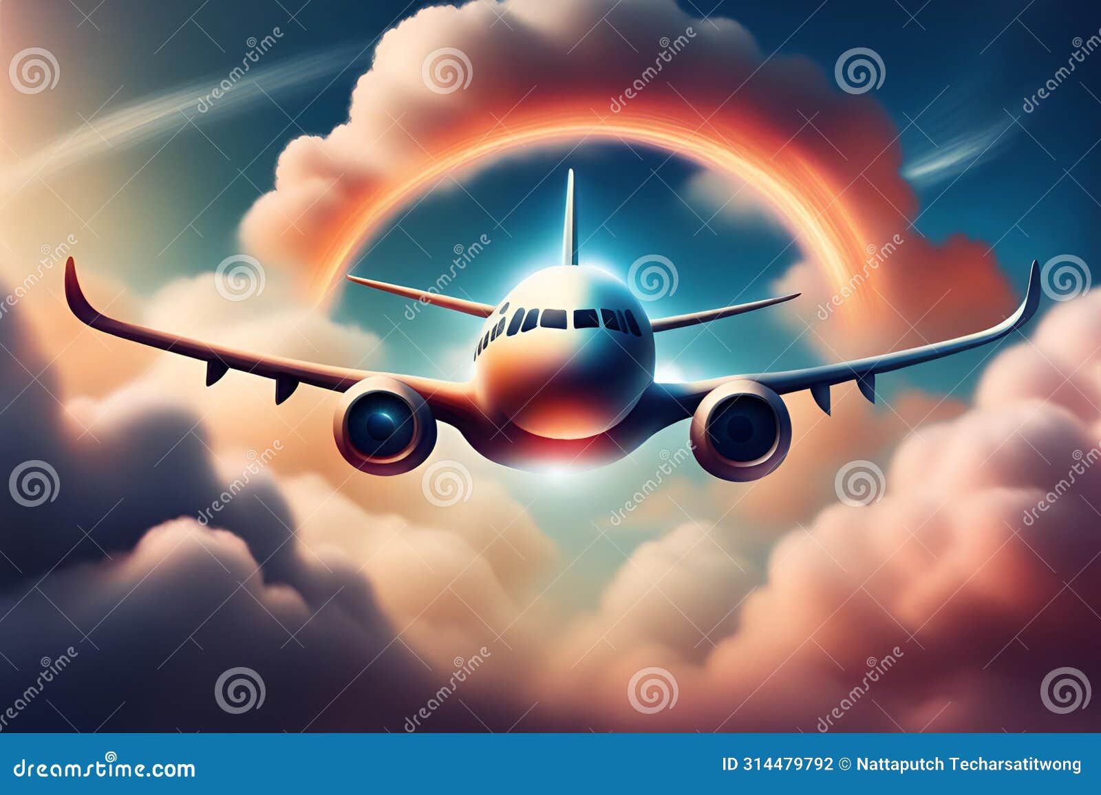 Airplane in Sky Doing Loop through a Cloud Shaped Infinit Symbol Stock ...