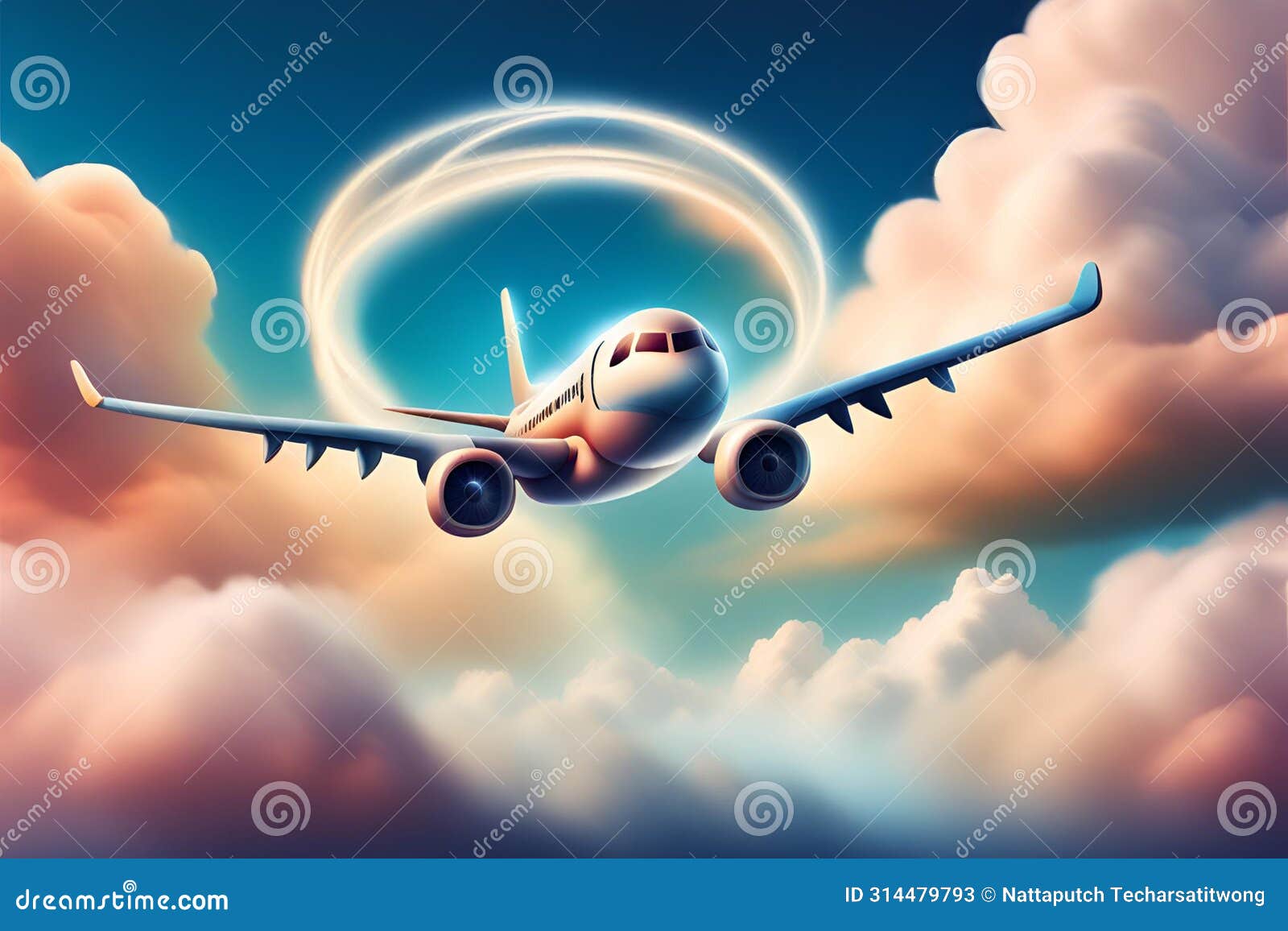 Airplane In Sky Doing Loop Through A Cloud Shaped Infinit Symbol ...