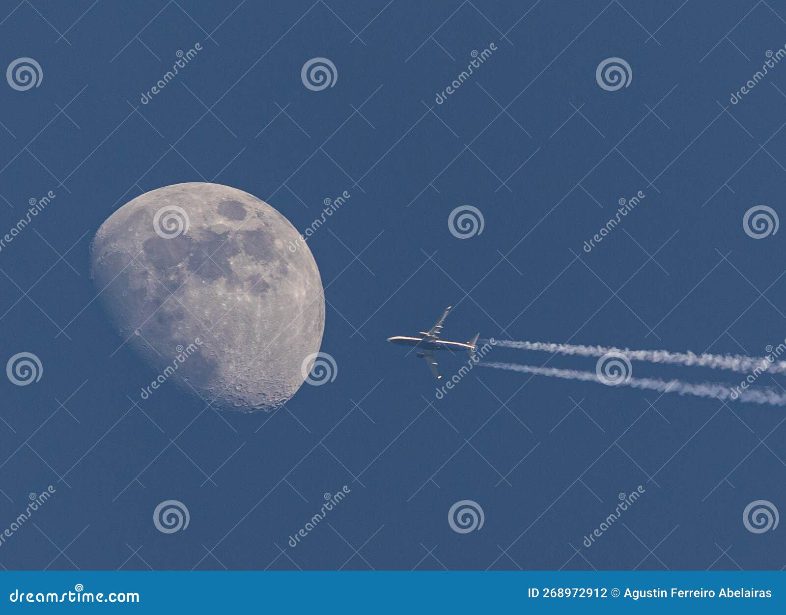 Airplane on Sky in Front of Moon Stock Photo - Image of aircraft, lunar: 268972912