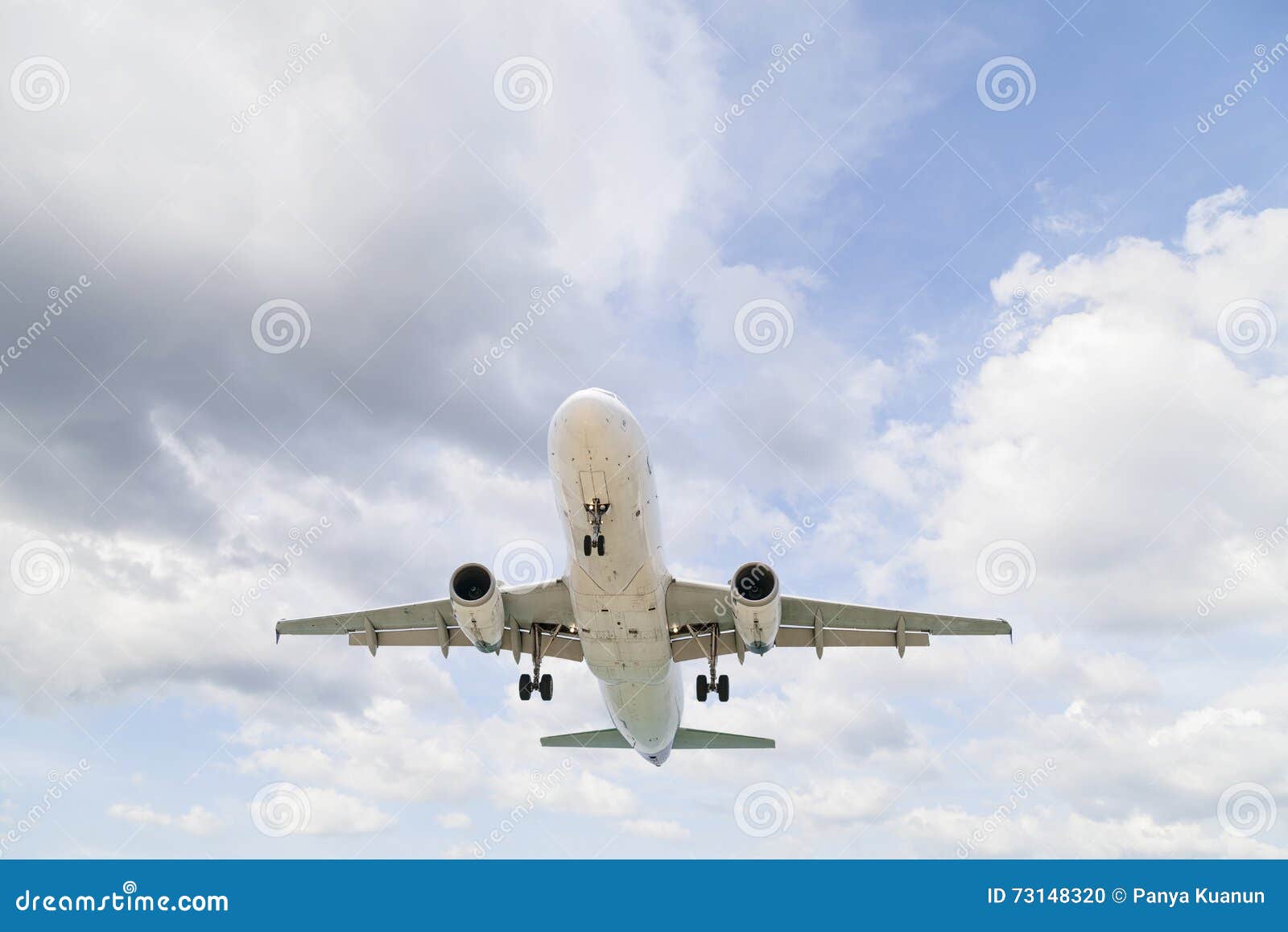 Airplane in the Sky Good Weather Day Background. Stock Photo - Image of ...