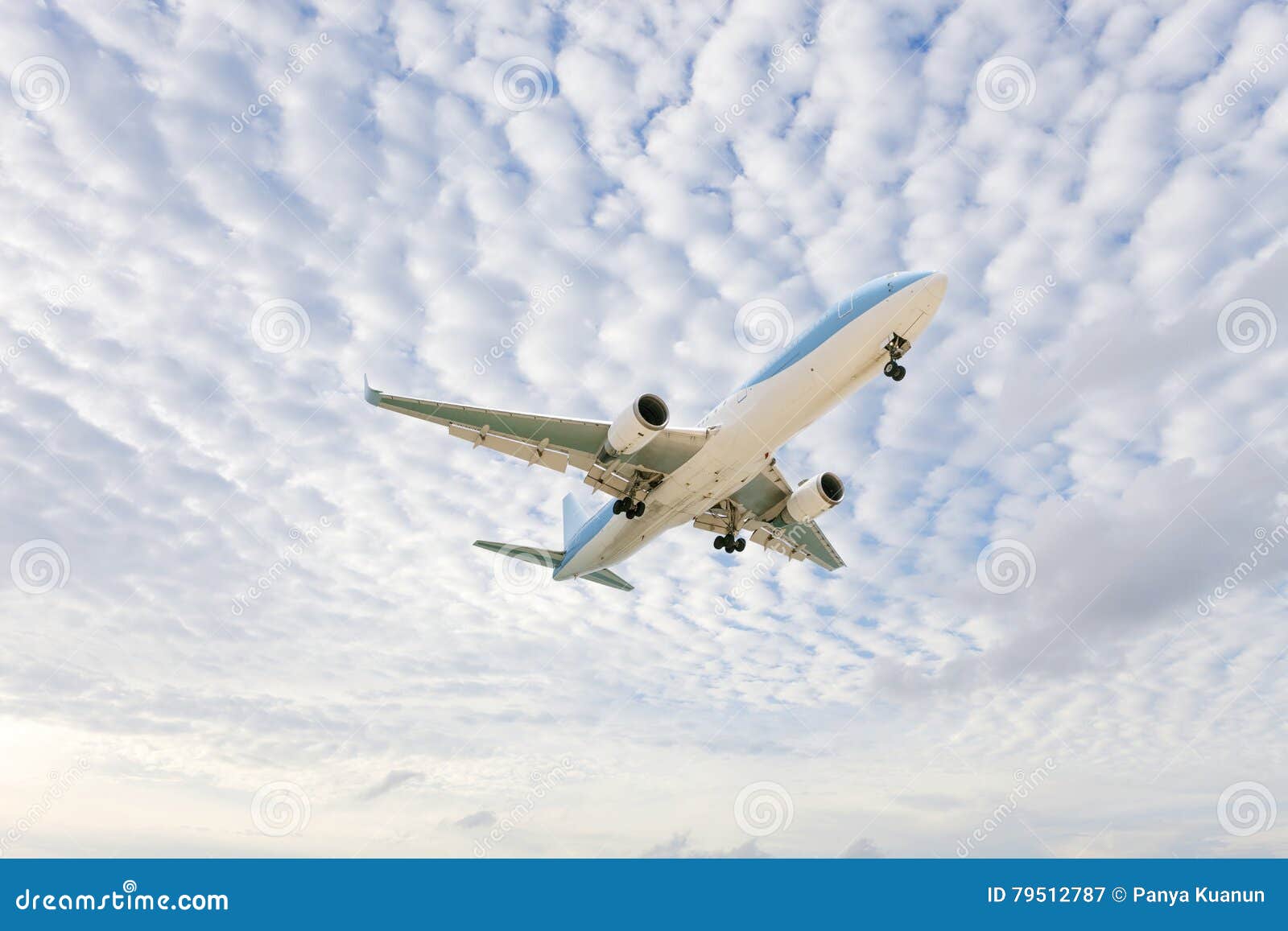 Airplane in the Sky Good Weather Day Background. Stock Image - Image of ...