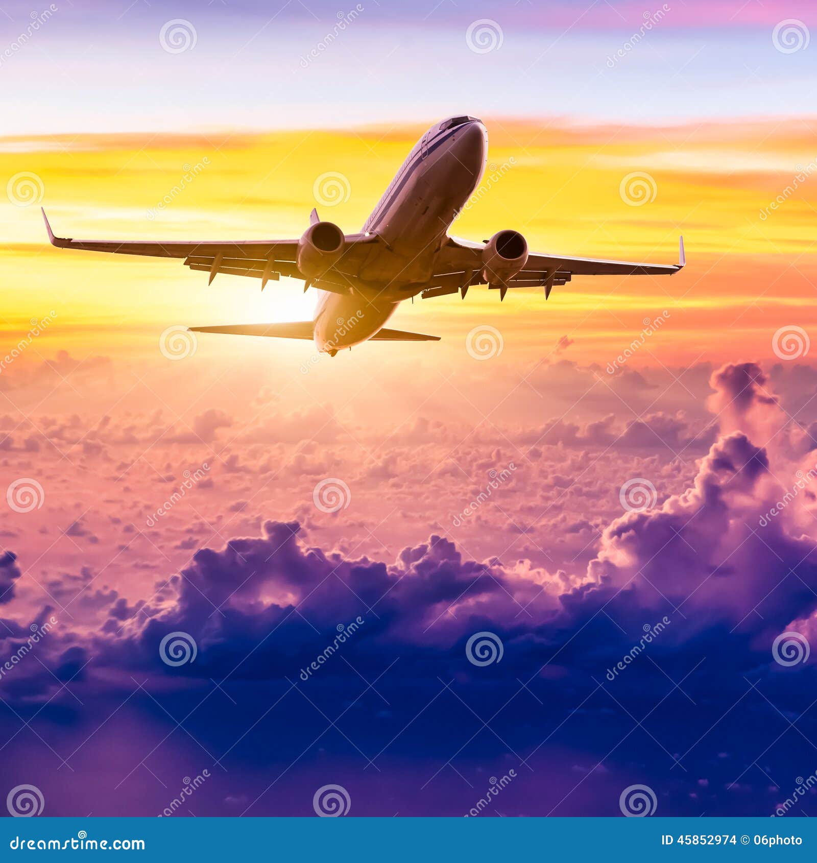 Airplane in the sky stock photo. Image of jetliner, sunlight - 45852974