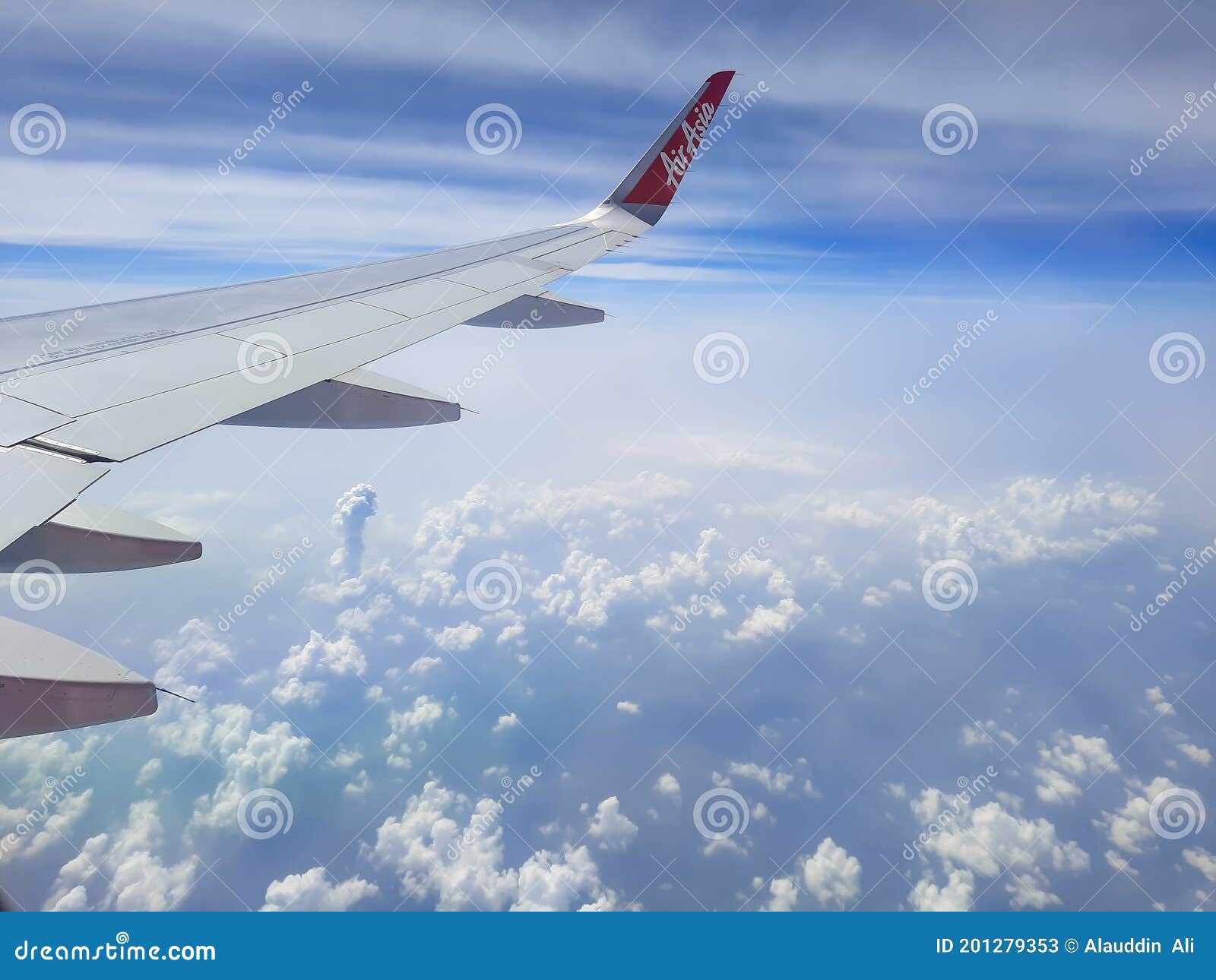 Airplane in the Sky, Wing of Airplane, Flight Window View of Blue Sky ...