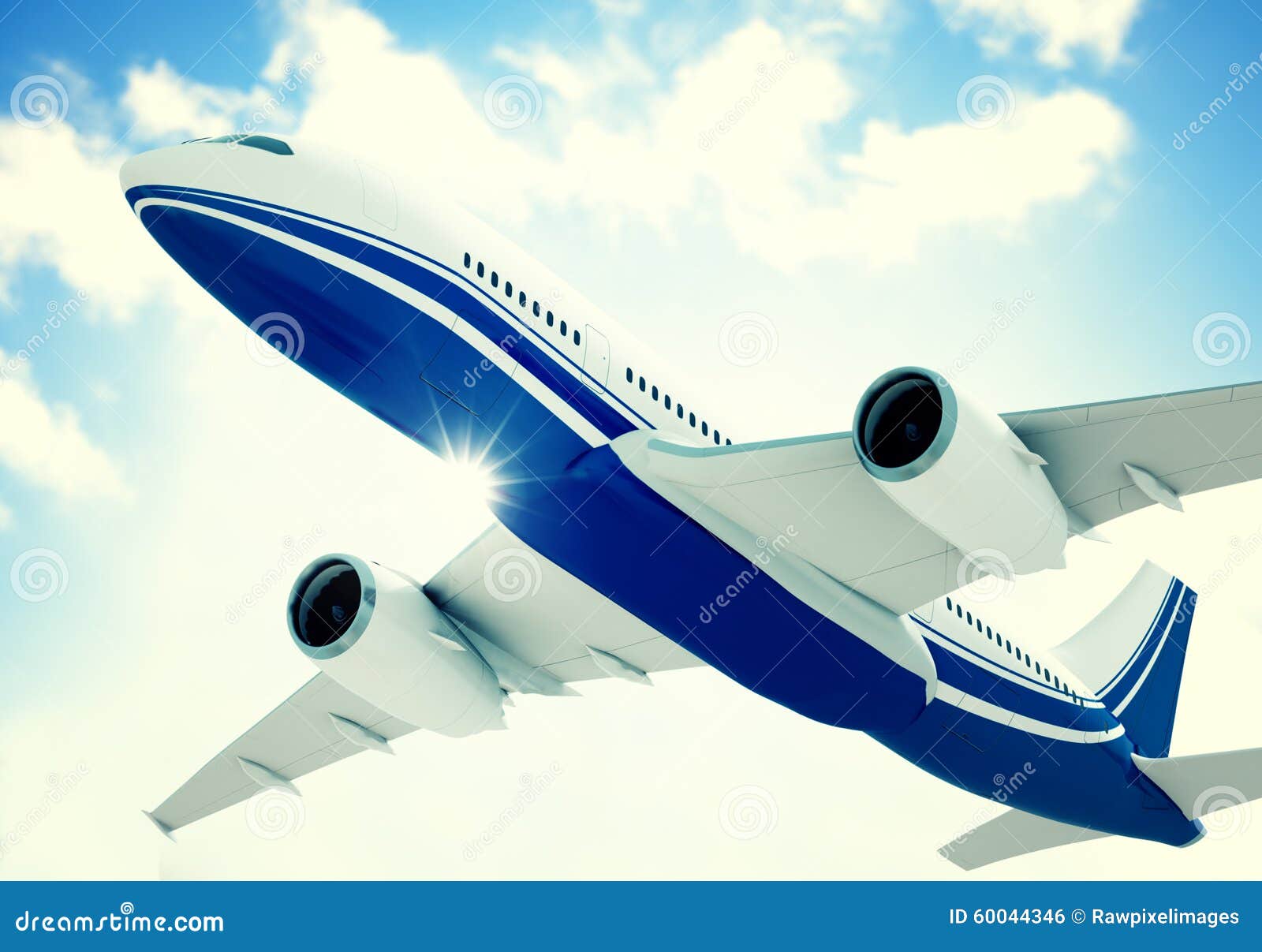 Airplane Skyline Horizon Flight Cloud Concept Stock Illustration ...