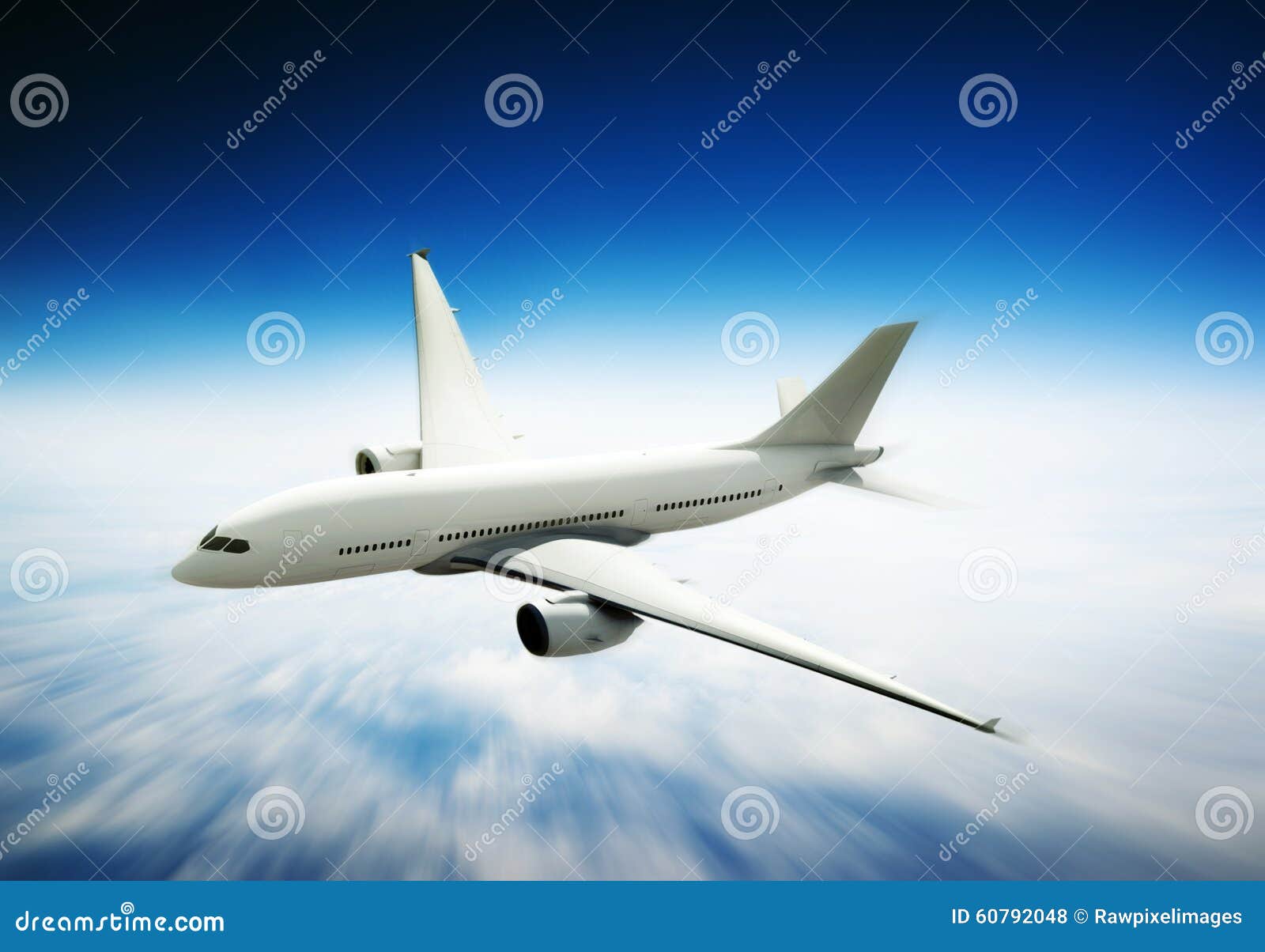 Airplane Skyline Horizon Flight Cloud Concept Stock Photo - Image of ...