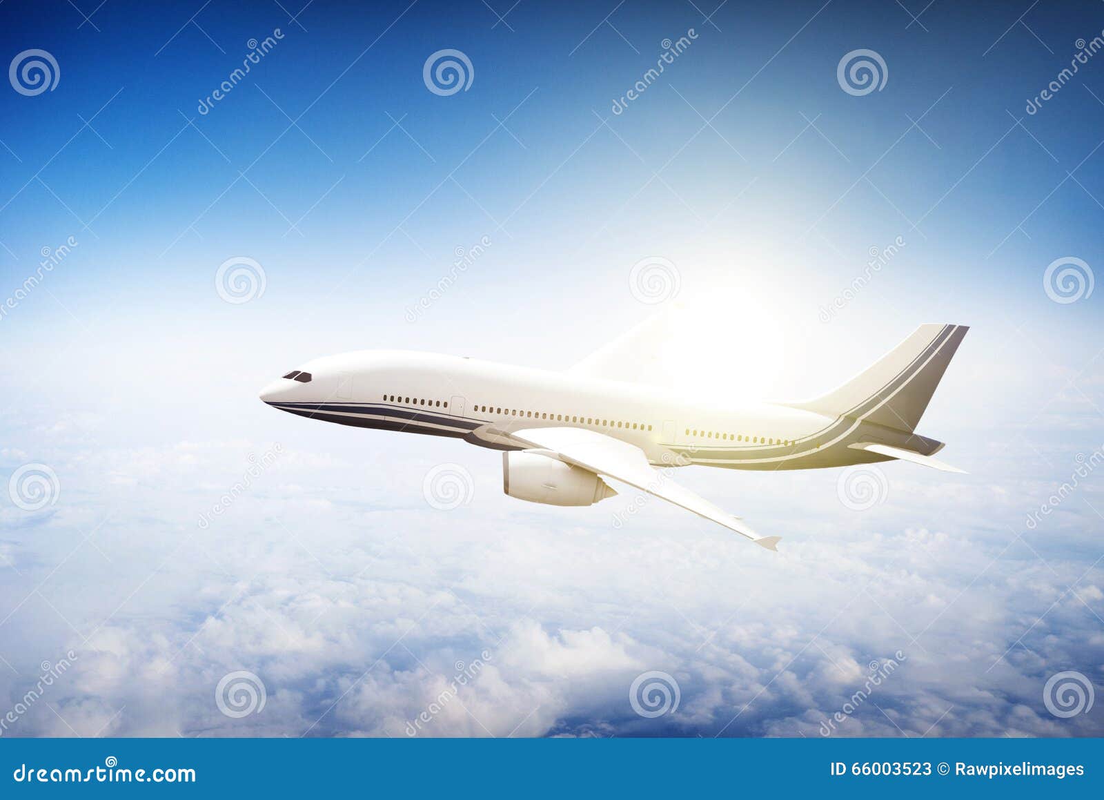 Airplane Skyline Horizon Flight Cloud Concept Stock Image - Image of ...