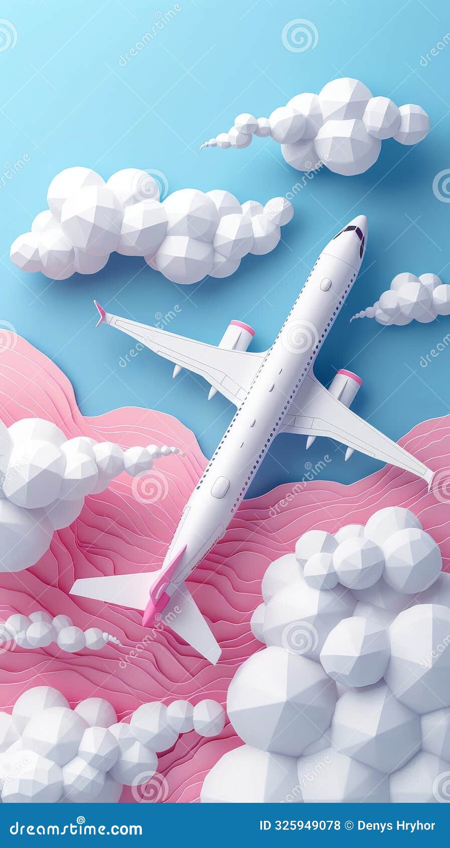 An Airplane Soaring through the Sky Above Fluffy White Clouds Stock ...