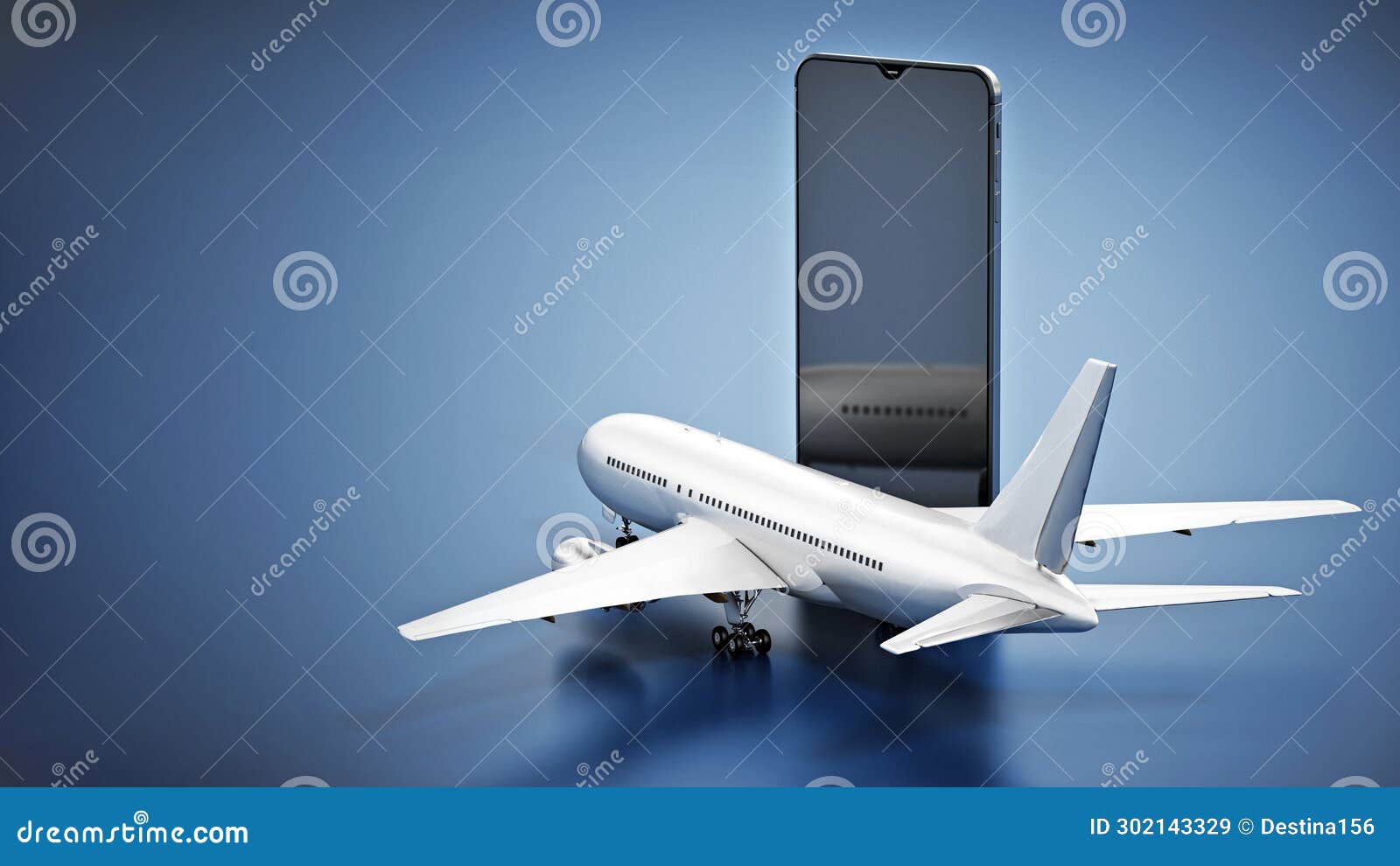 Airplane Standing Near Smartphone Screen. 3D Illustration Stock ...