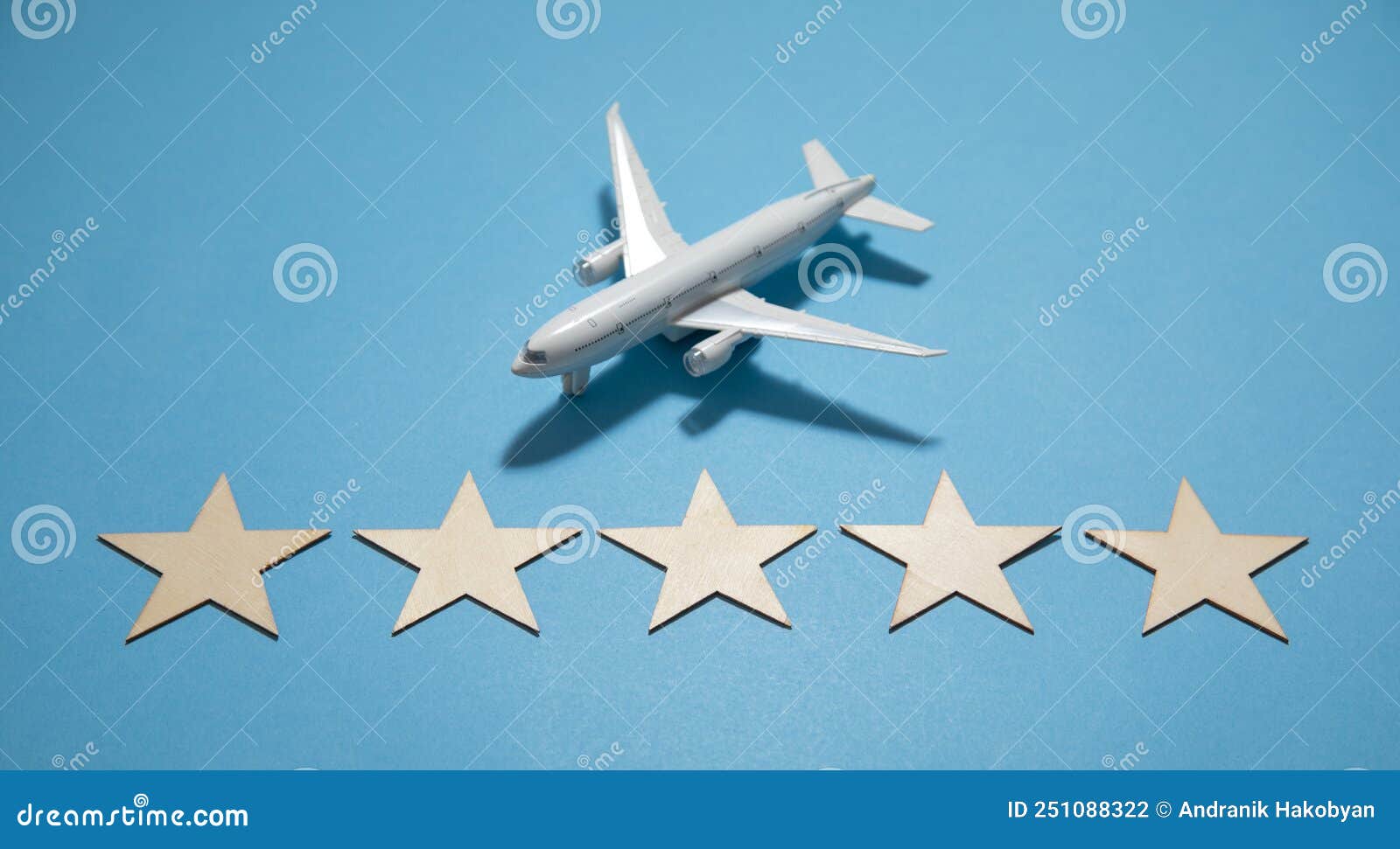 Airplane with a 5 Stars on the Blue Background Stock Photo - Image of ...