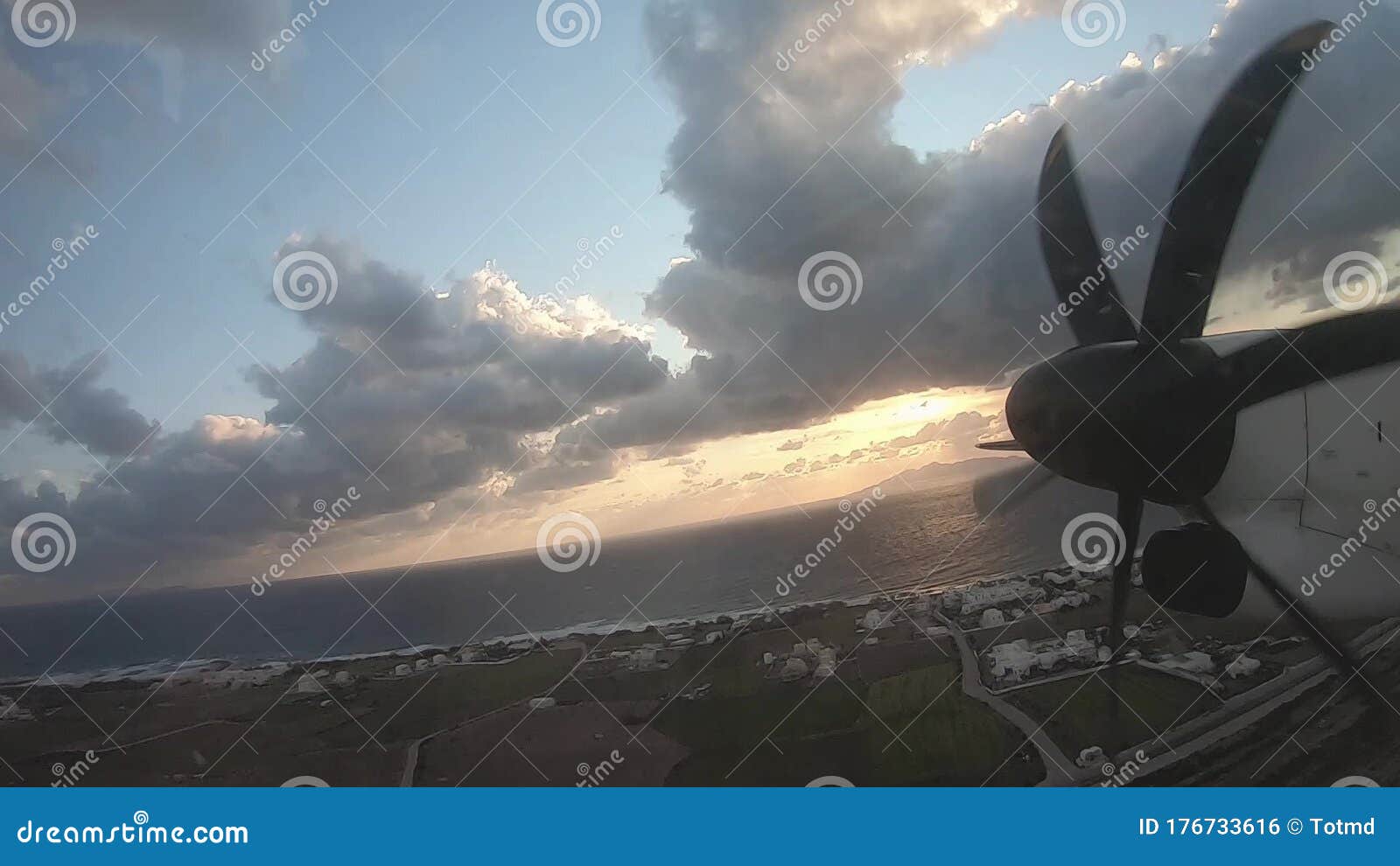 Airplane Starting View from the Window on the Wing of an Airplane with ...