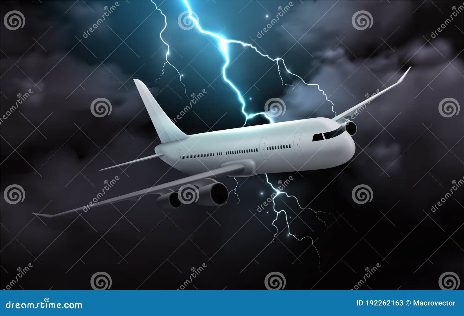 Airplane in Storm Composition Stock Illustration - Illustration of ...