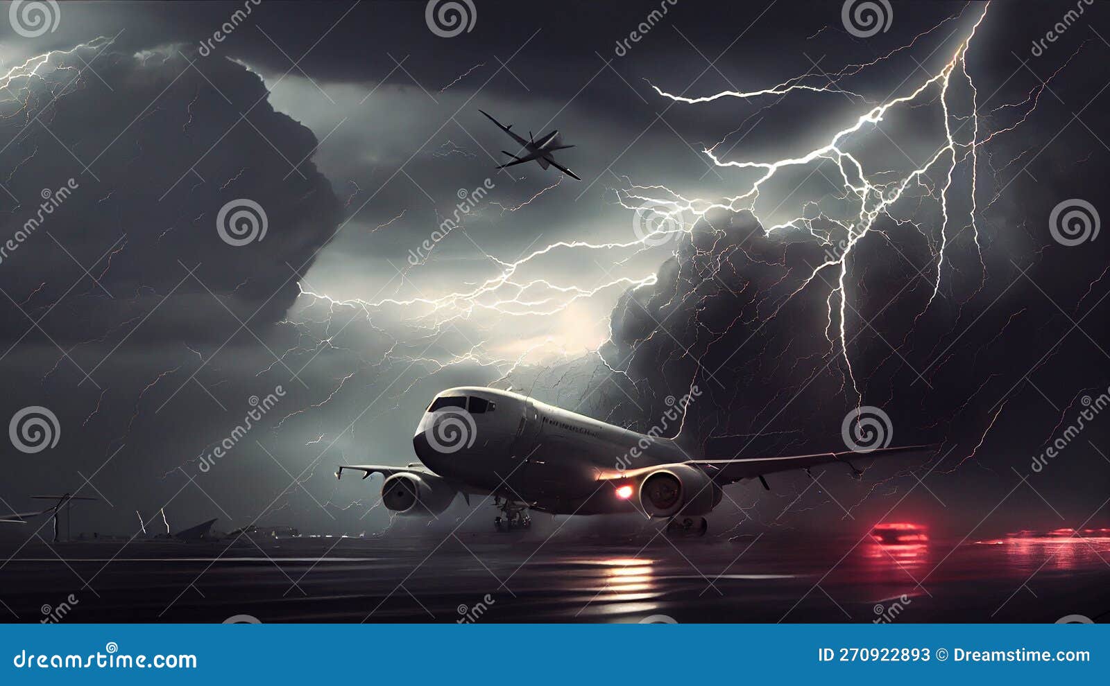 Airplane in Storm. Mixed Media. Mixed Media Stock Illustration ...