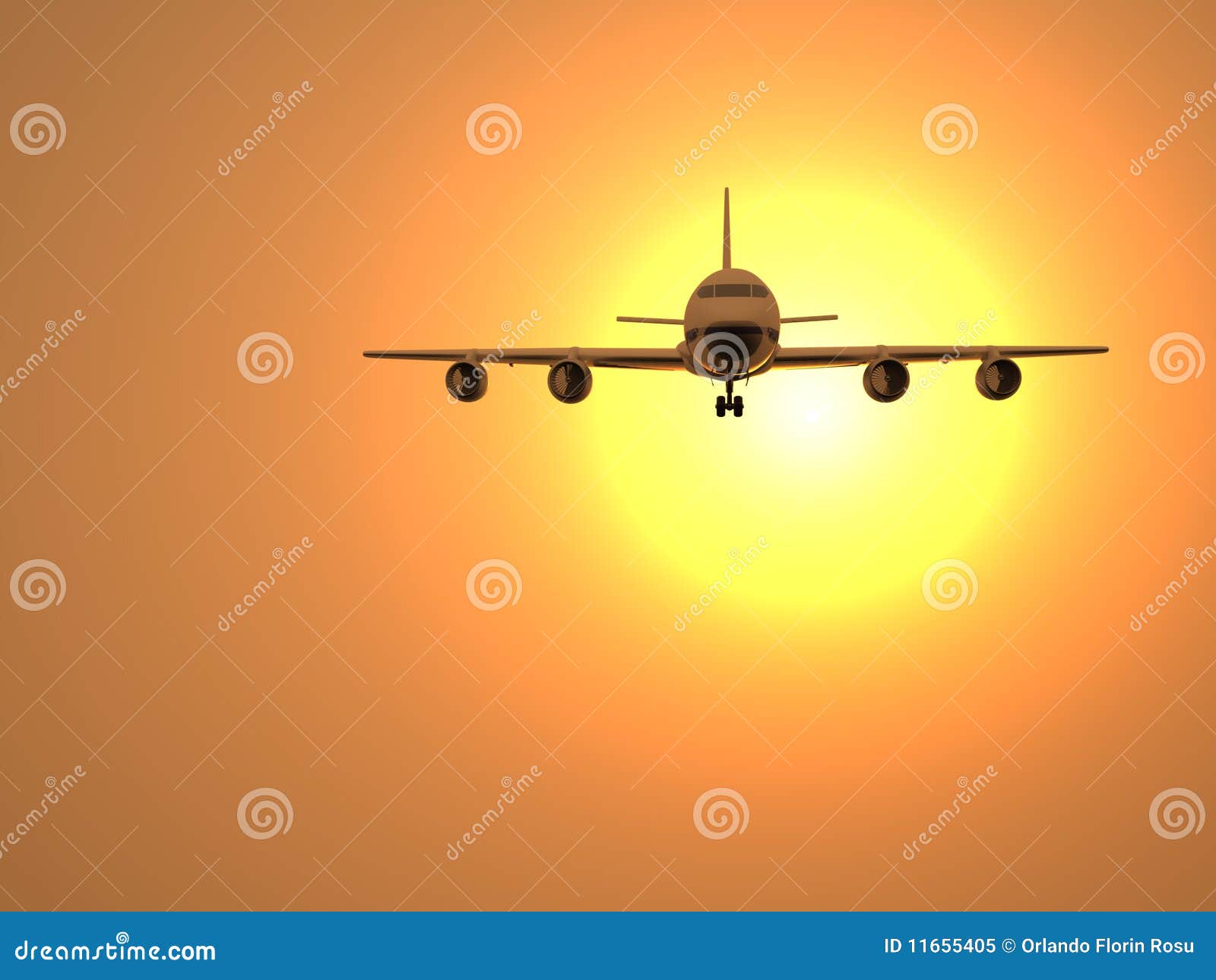 Airplane and sun stock illustration. Illustration of plane - 11655405