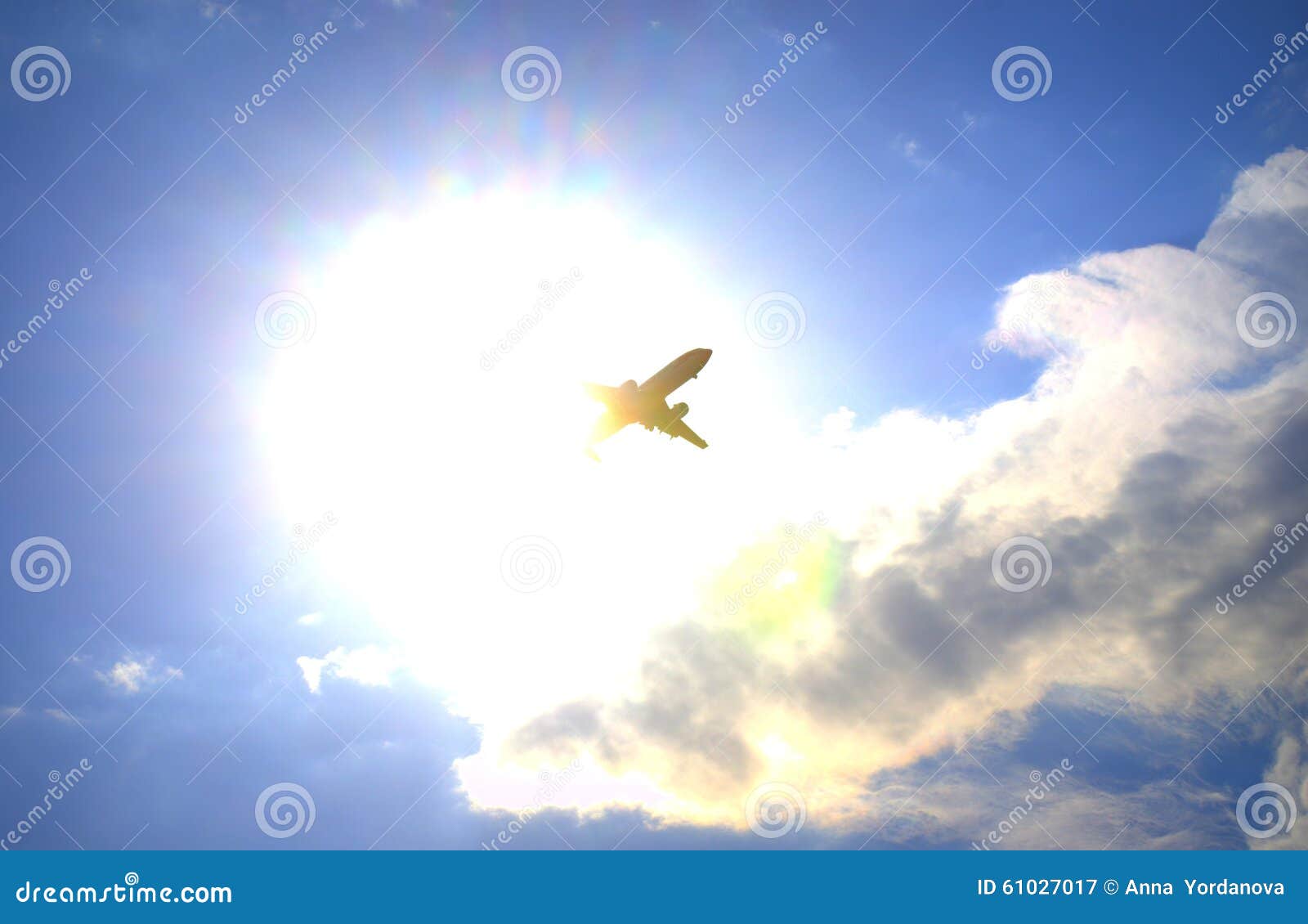 Airplane from the sun stock image. Image of flight, brilliant - 61027017