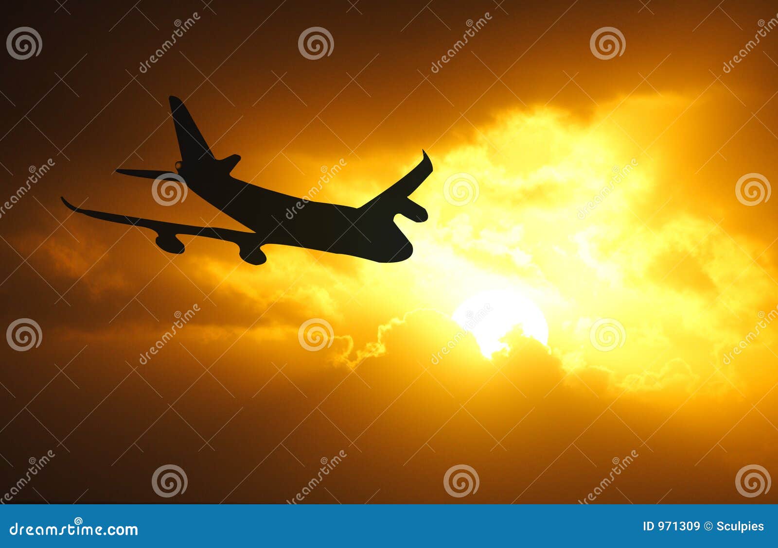 Airplane sunset stock image. Image of orange, silhouette - 971309