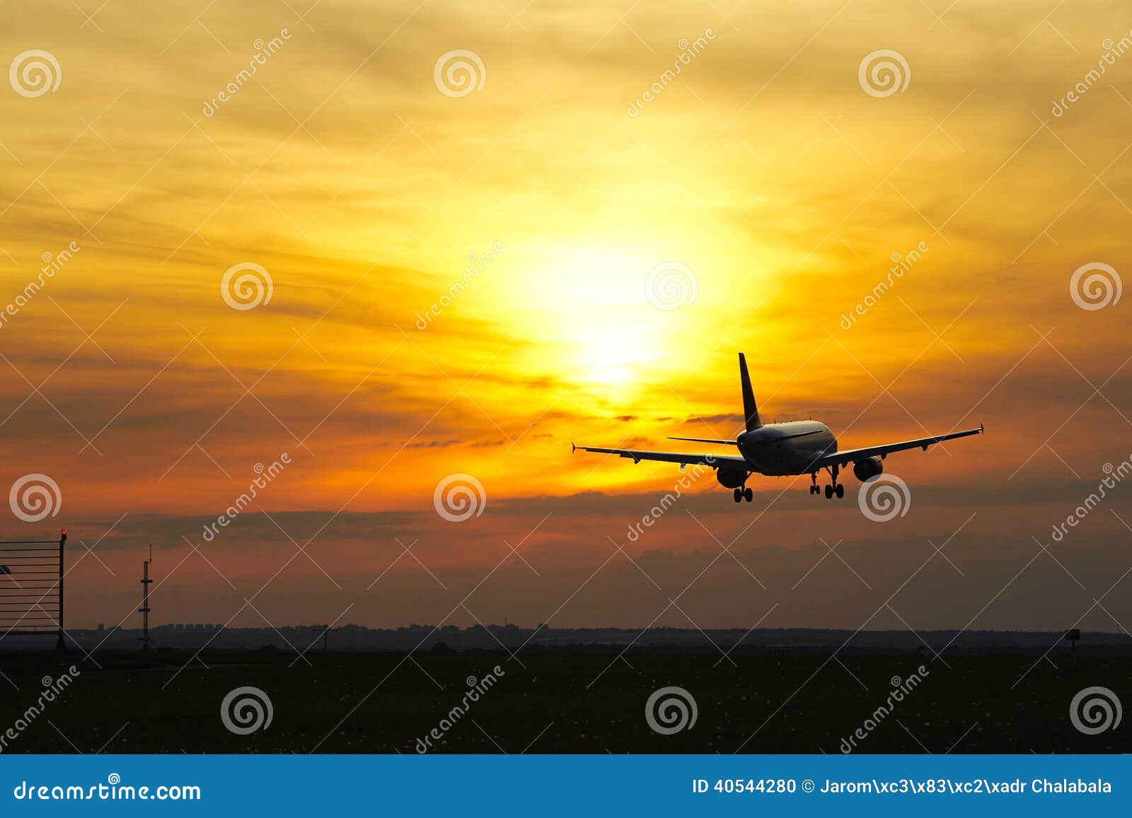 Airplane at the sunset stock photo. Image of runway, airfield - 40544280