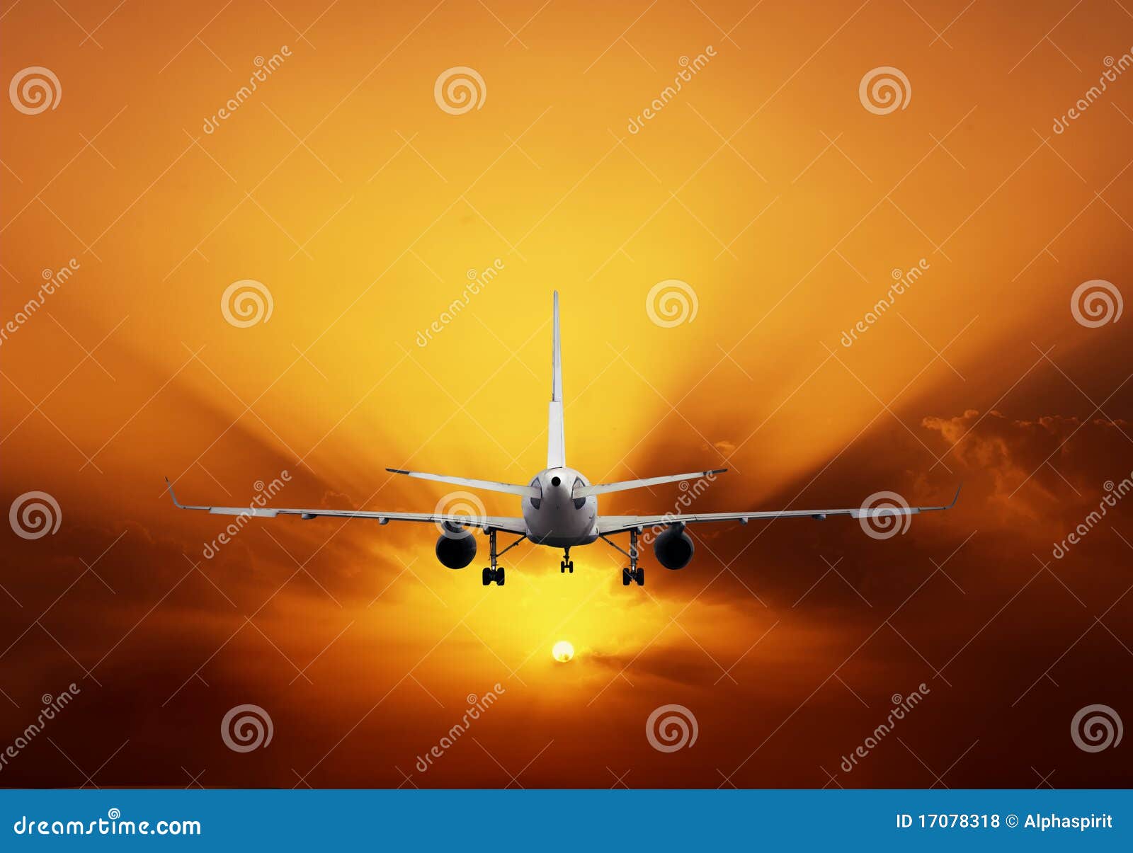 Airplane on sunset sky stock photo. Image of color, flight - 17078318