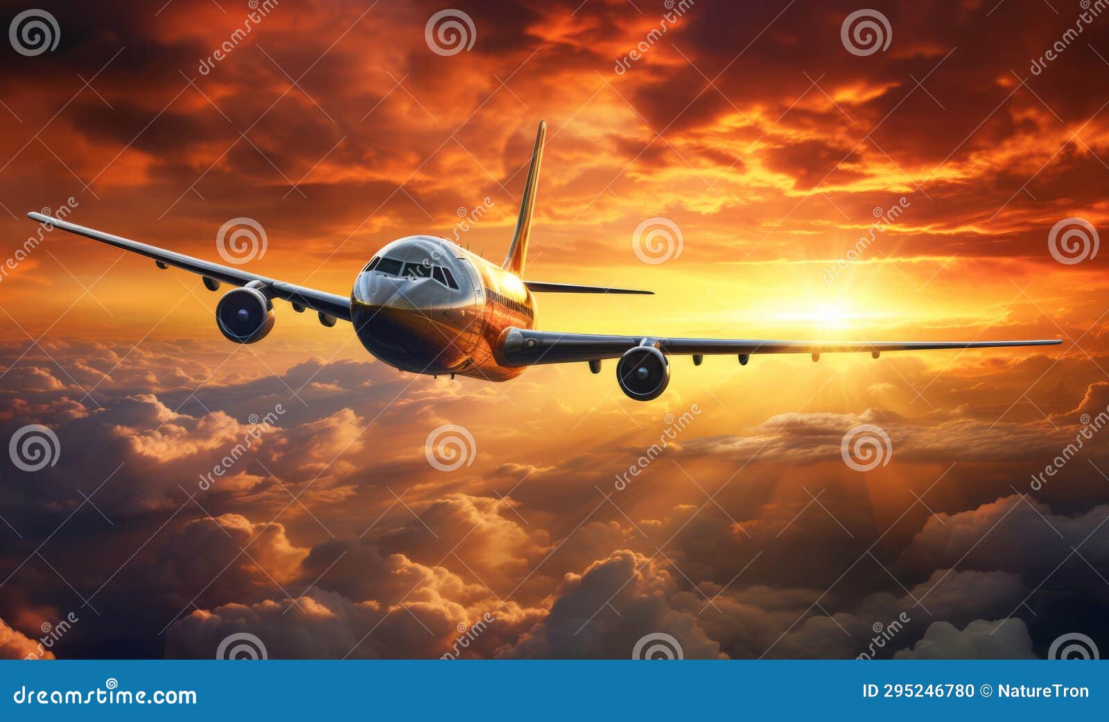 Airplane in the Sunset Airplane in the Sky Airplane at Sunset Stock ...