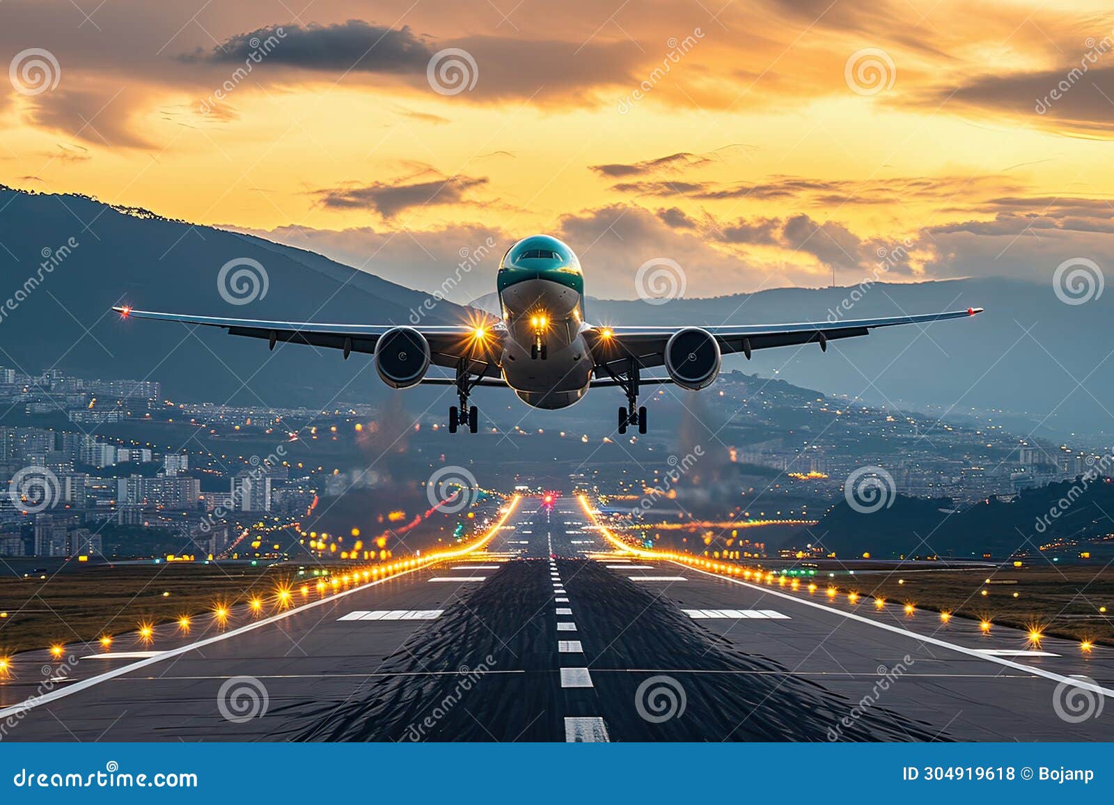 Airplane Take Off . AI Generative Stock Illustration - Illustration of ...