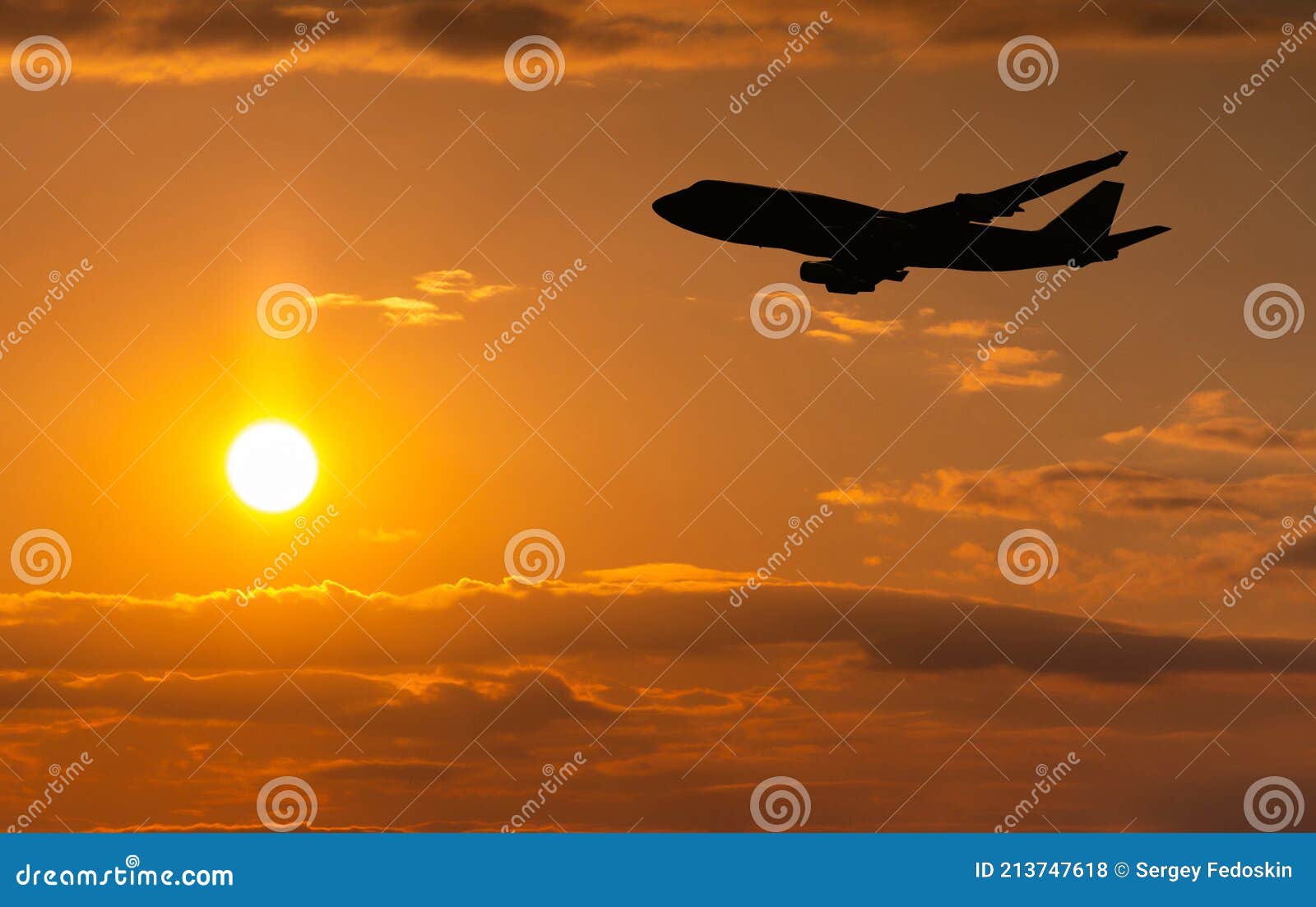 Airplane Take Off on a Sunset Stock Photo - Image of passenger, sunset ...