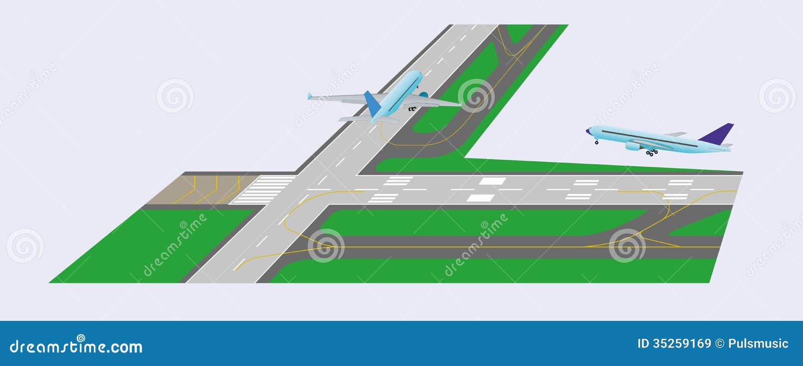Airplane Takeoff from Runway Stock Vector - Illustration of airplane ...