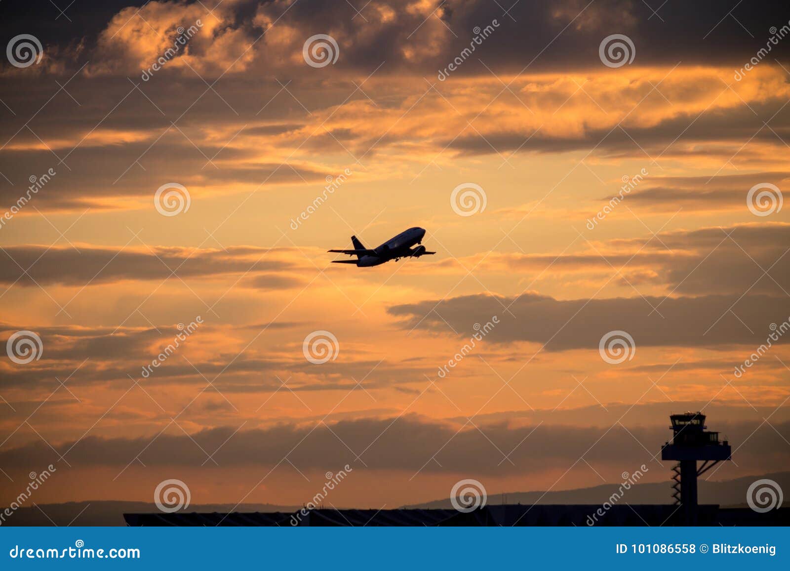 Airplane taking off stock photo. Image of commercial - 101086558