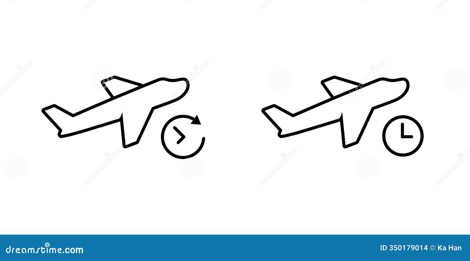 Airplane Taking Off and Clock Icon. Flight Schedule Time Sign Symbol Stock Illustration ...