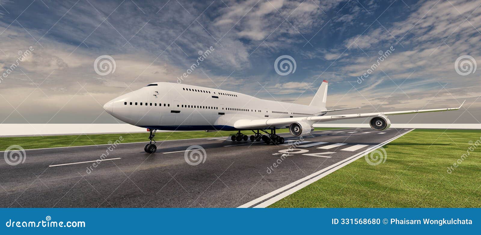 Airplane Taking Off from the Runway.3d, Rendering, Illustration Stock ...