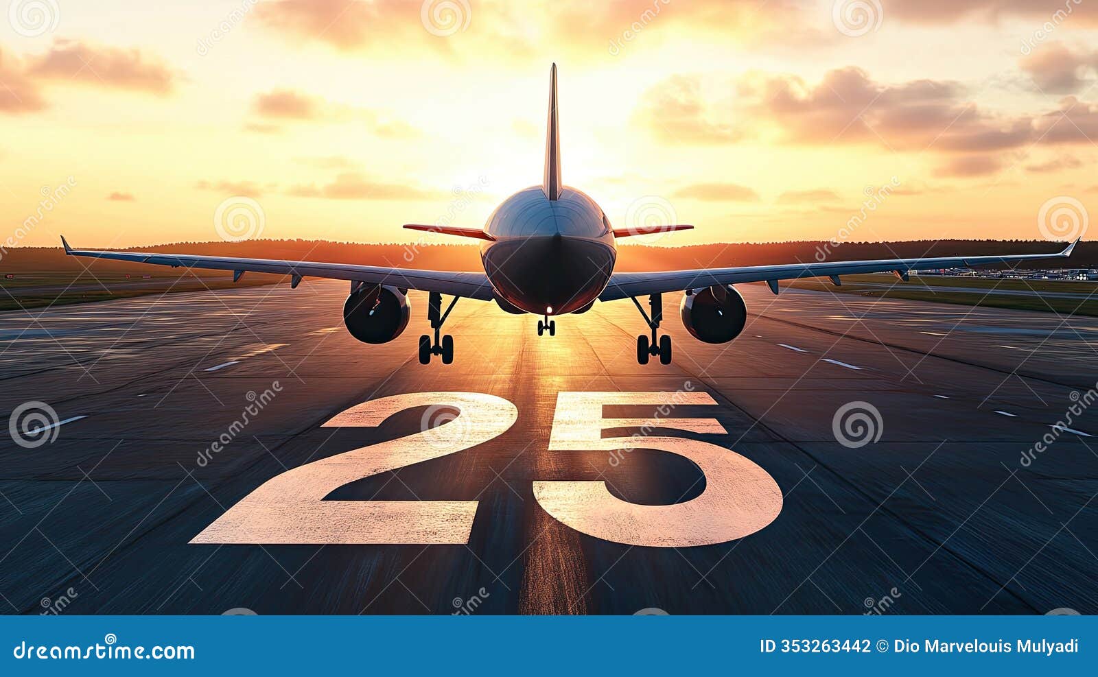 Airplane Taking Off Runway Number Twenty Five Stock Photo - Image of ...