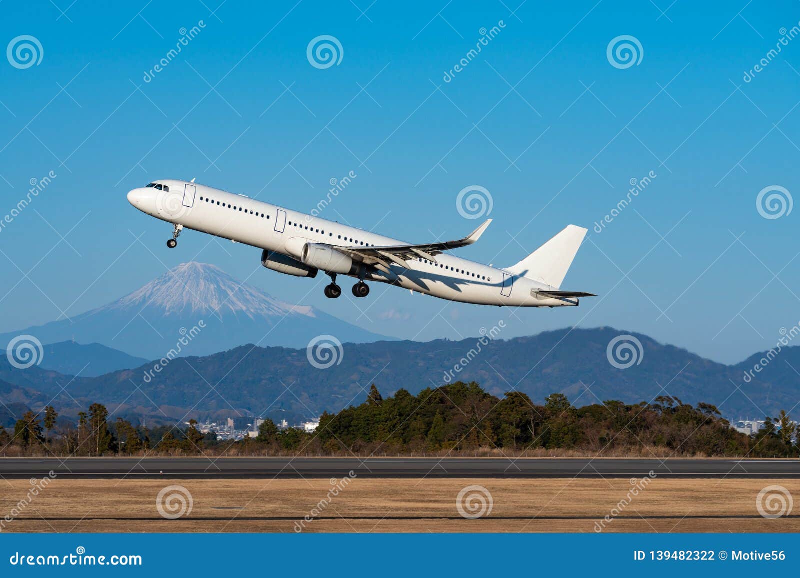 Airplane Taking Off At The Sunset Sky Stock Photography | CartoonDealer ...
